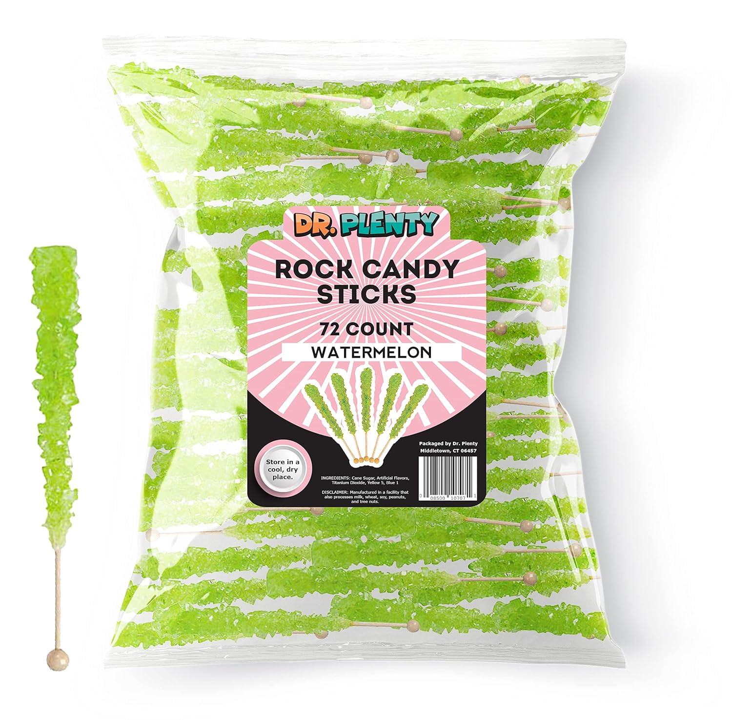 Green Rock Candy on a Stick (72 Pack) - Bulk INDIVIDUALLY WRAPPED ...
