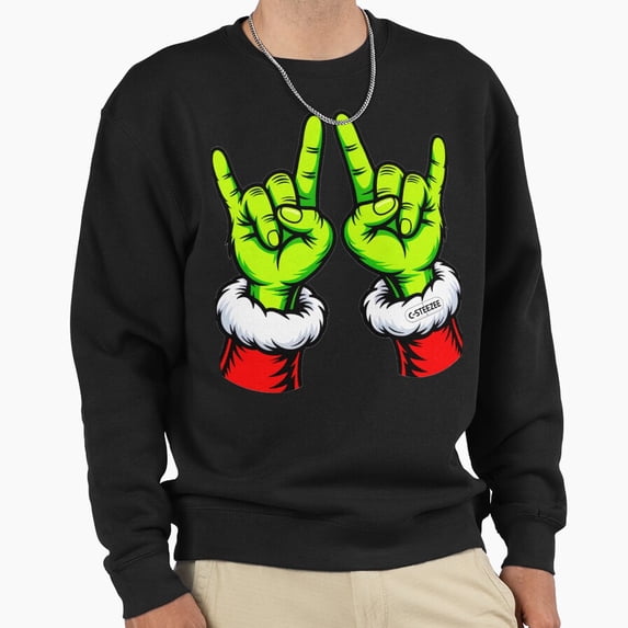 Green Rockstar Love St. Nick Hands Retro Vintage Funny Graphic ...