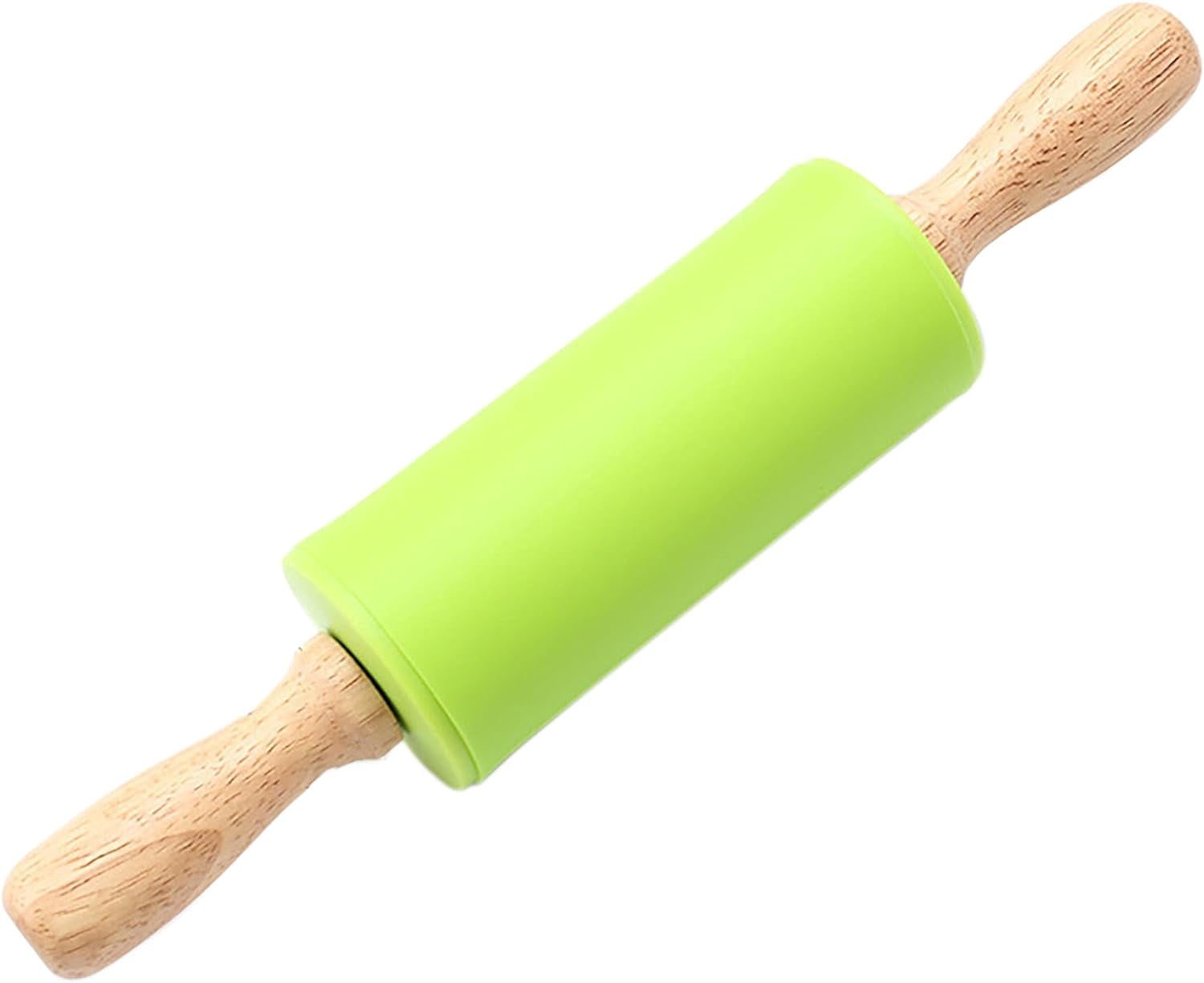 Green Rolling Pin, 9 Inch Silicon Rolling Pin with Wooden Handle for ...