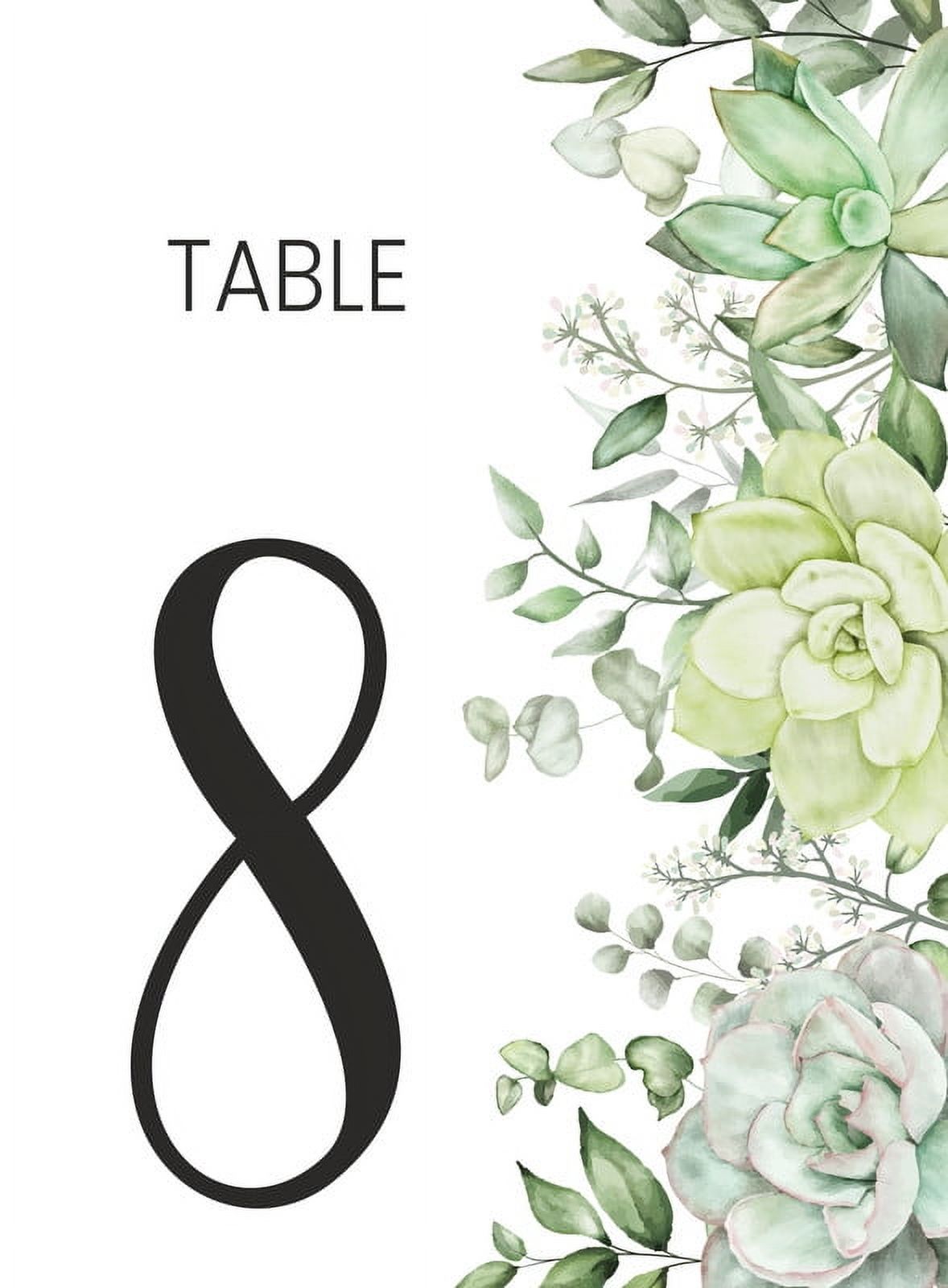 Green Rose Design Table Number Cards Double Sided Party Table Numbers ...