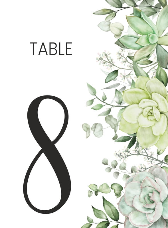 Green Rose Design Table Number Cards Double Sided Party Table Numbers ...