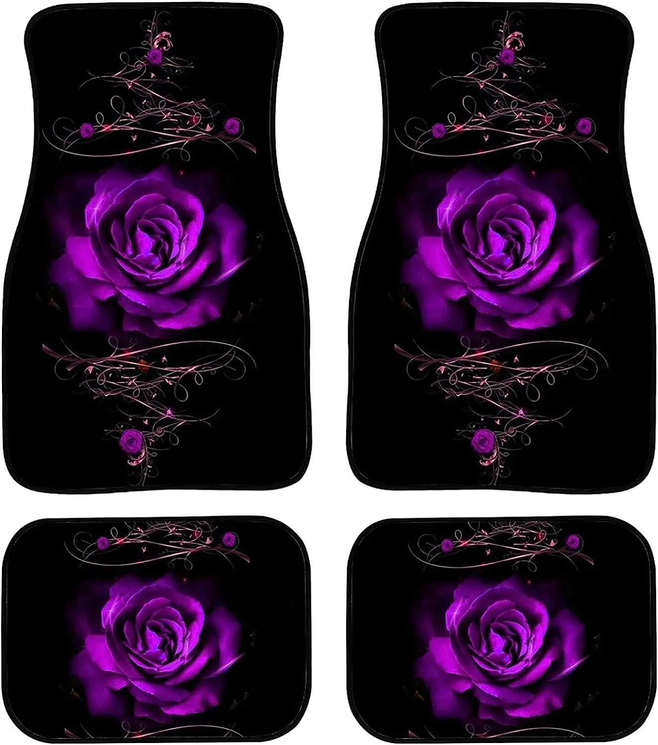 Green Rose Front Rear Car Seat Cover Clean Front Rear Car Mat Carpets ...