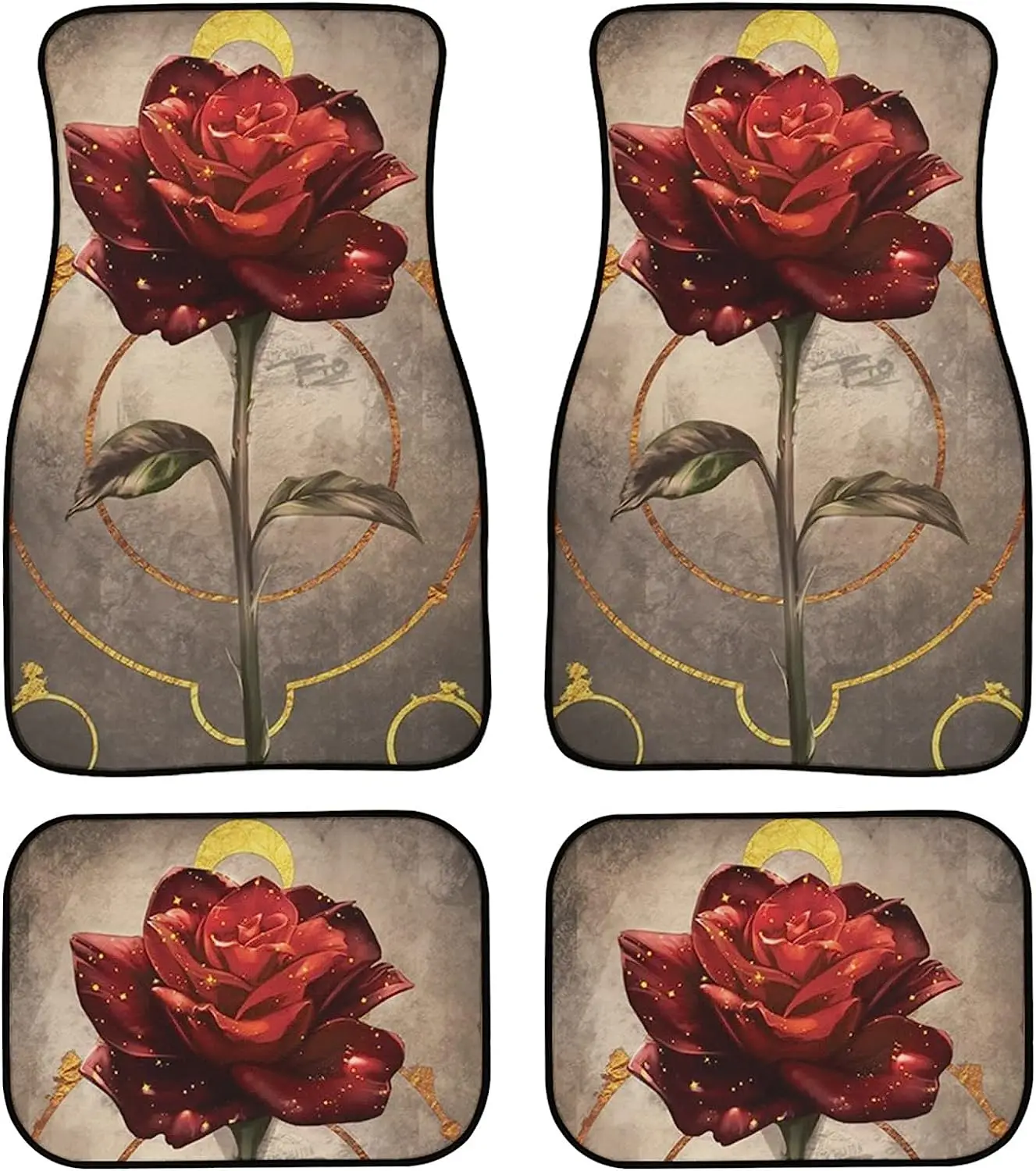 Green Rose Front Rear Car Seat Cover Clean Front Rear Car Mat Carpets ...