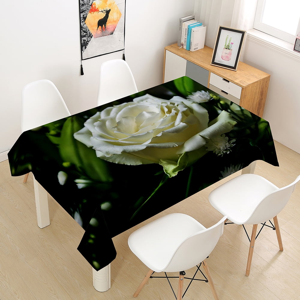 Green Rose Tablecloth Floral Party Table Cloth Cover for Dining Table ...