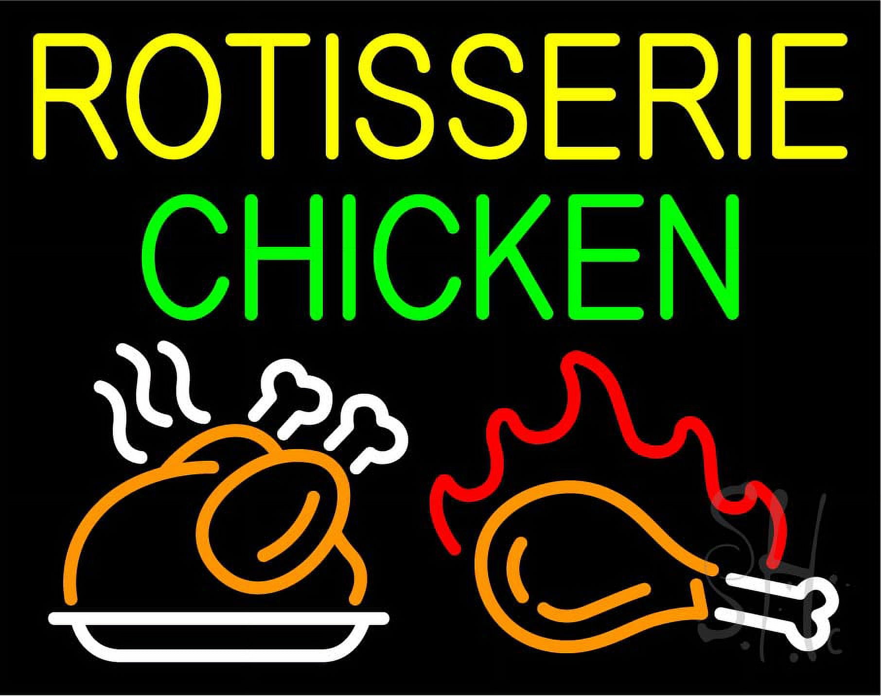 Green Rotisserie Chicken LED Neon Sign 24 x 31 - inches, Black Square ...