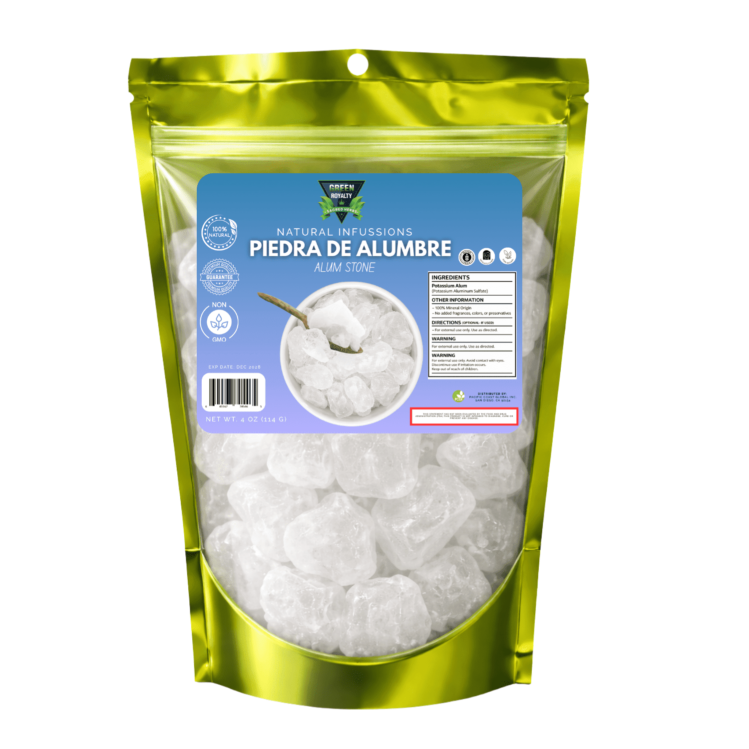 Green Royalty Alum Stone 4 oz Crystal for Skin Care and Healing ...