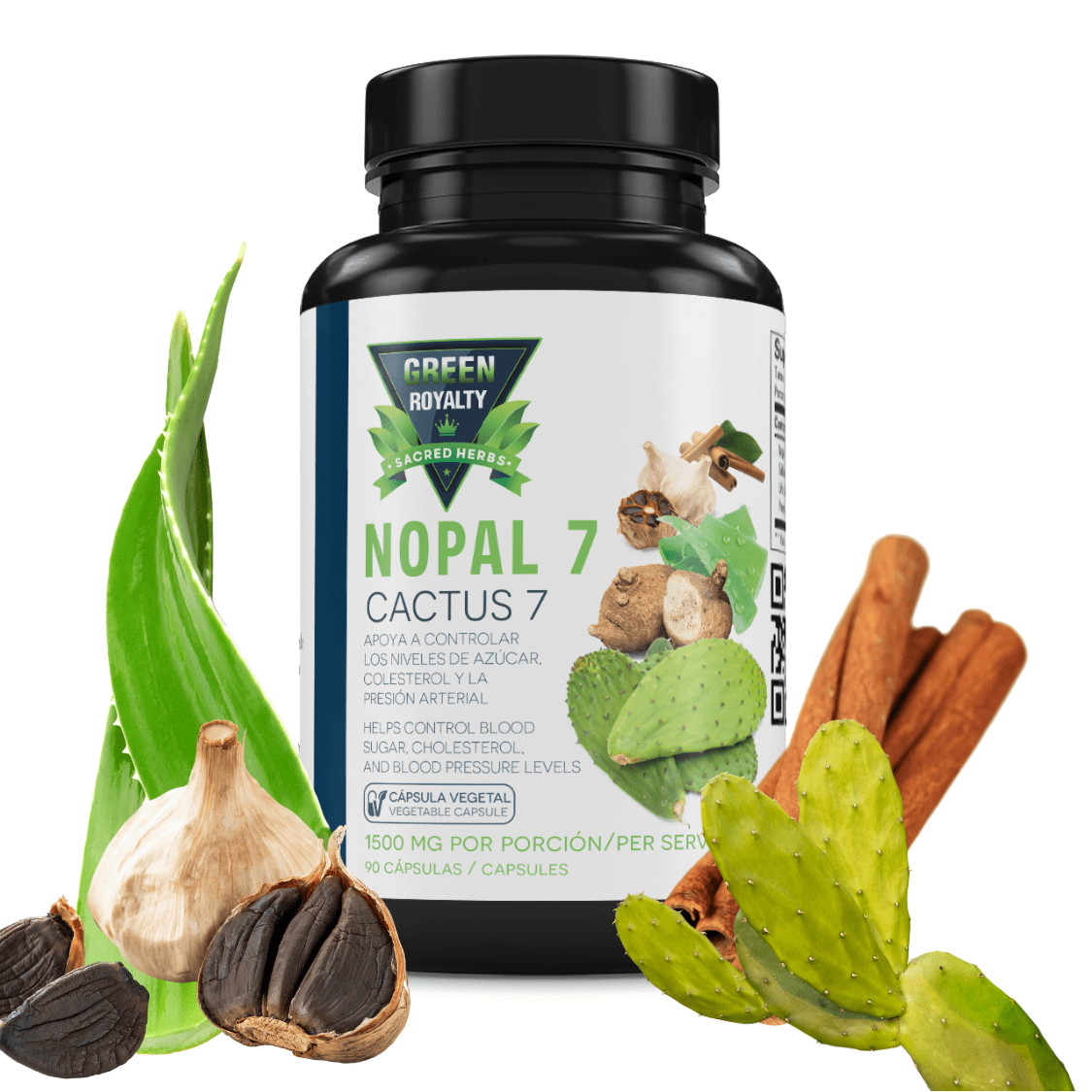 Green Royalty Nopal 7 Cactus Supplement – 90 Vegetable Capsules, 1500mg ...