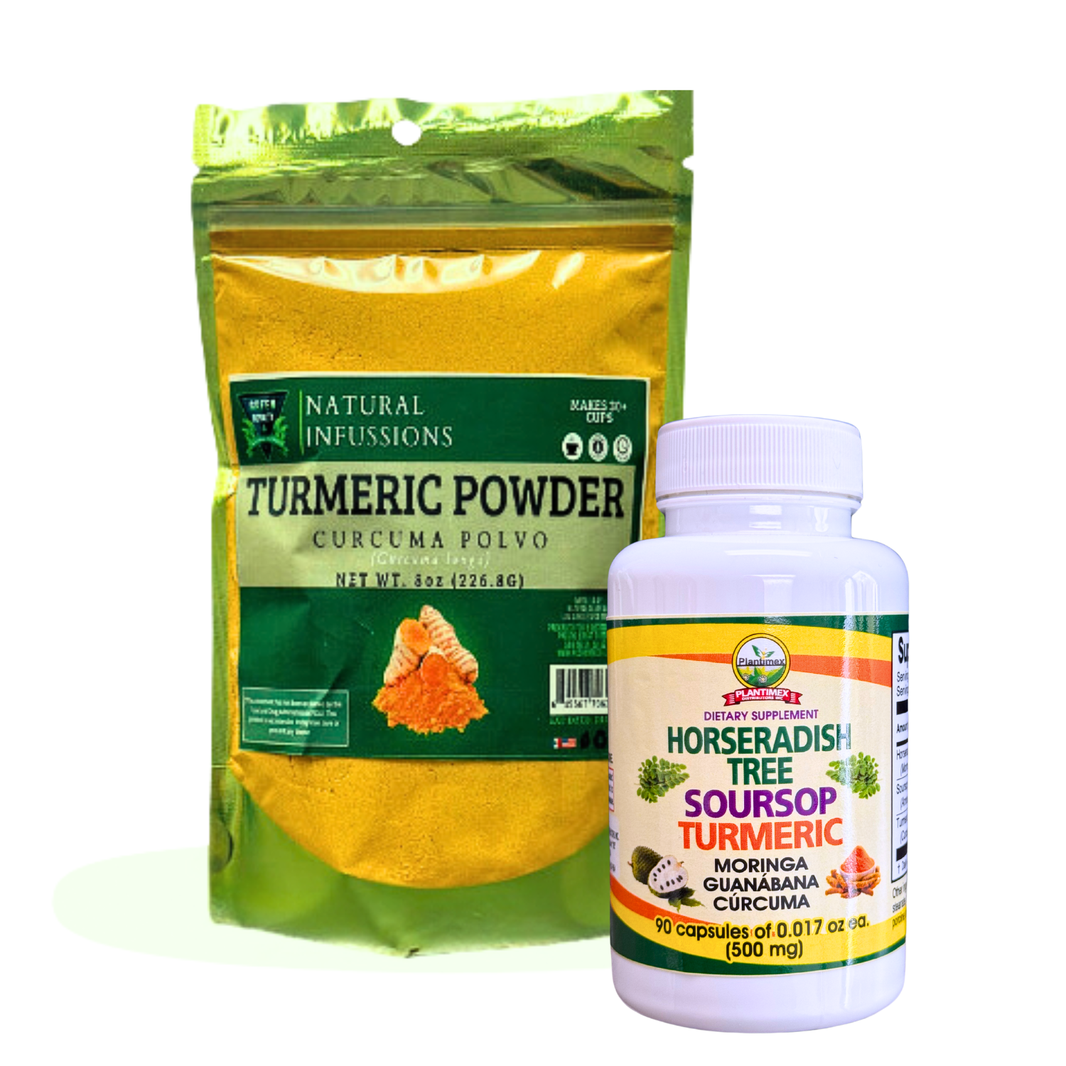 Green Royaty Turmeric Powder 8oz, 3-in-1 Capsules 90 Count, Moringa ...