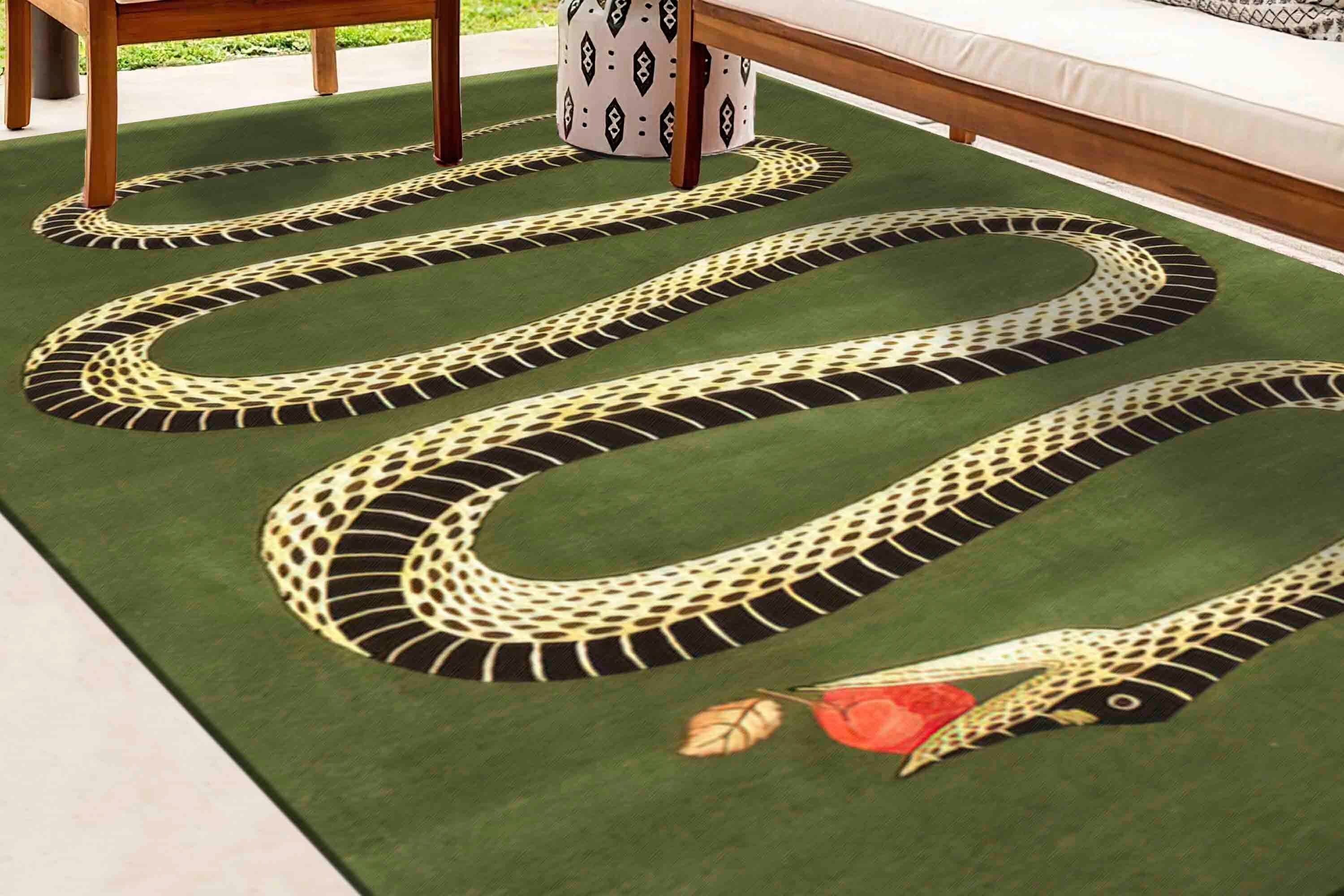 Green Rugs, Soft Rug, Office Decor Rug, Snake Pattern Rug, Hallway Rugs ...