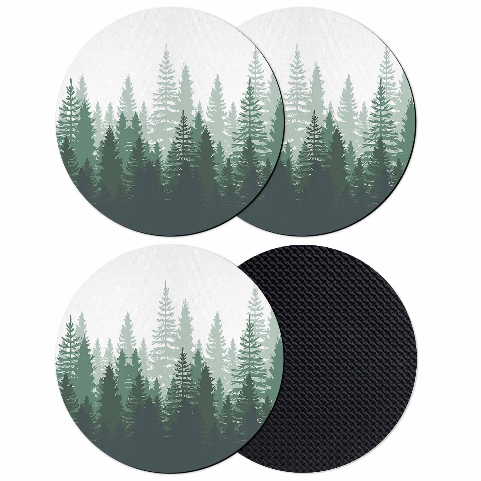 Green Rustic Forest Coasters for Drinks,Absorbent Non Slip Rubber Drink ...