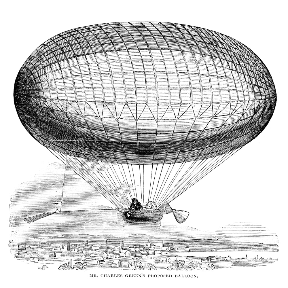 Green'S Balloon 1857. Ncharles Green'S Proposed Design For A Hot Air ...