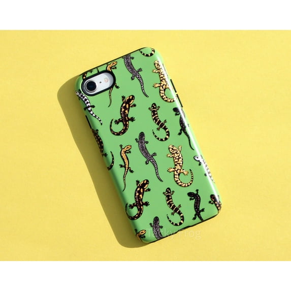 Green Salamander Pattern Case With Earthy Nature Reptile Artwork for ...