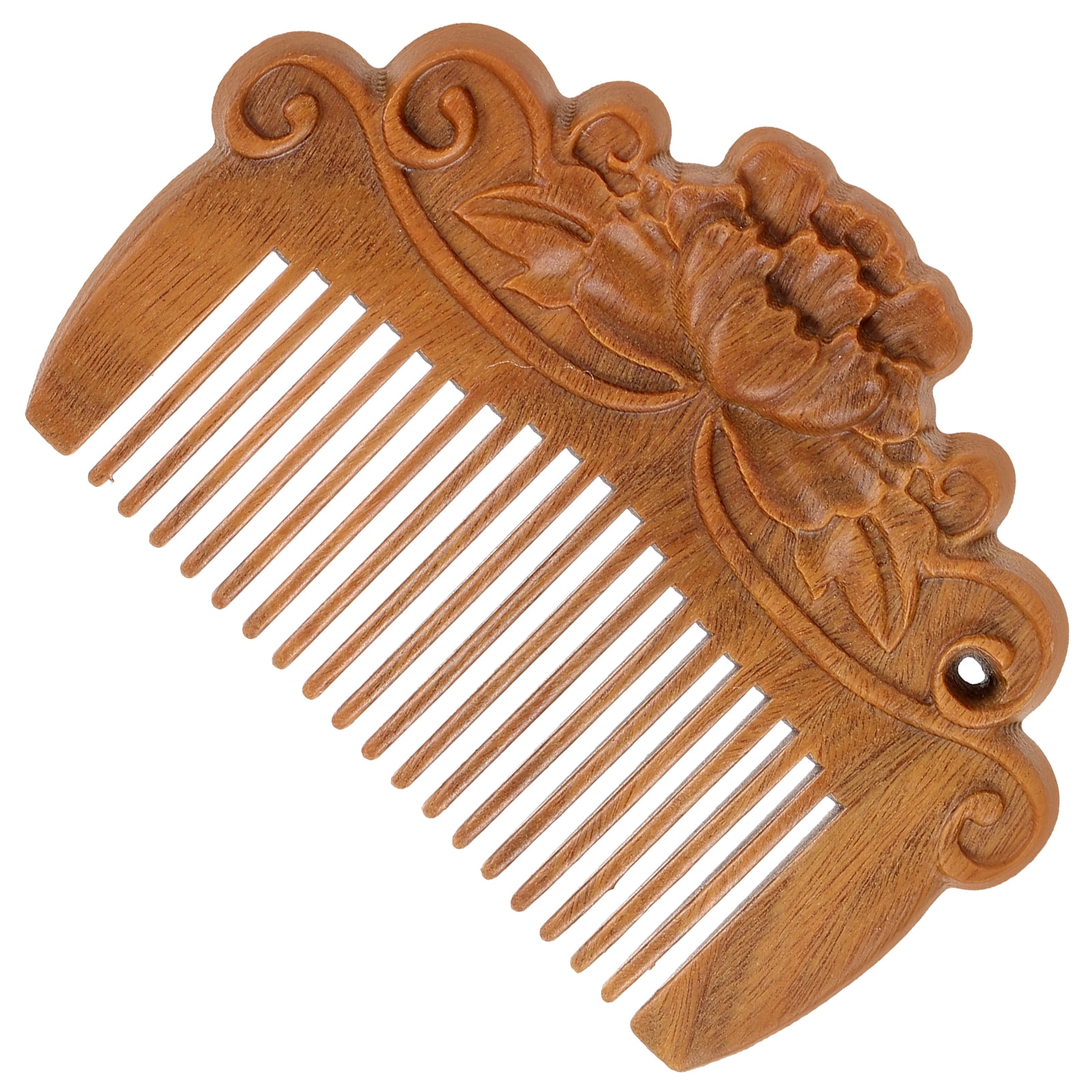 Green Sandalwood Embossed Comb Women Hair Styling Combs Portable Wooden ...