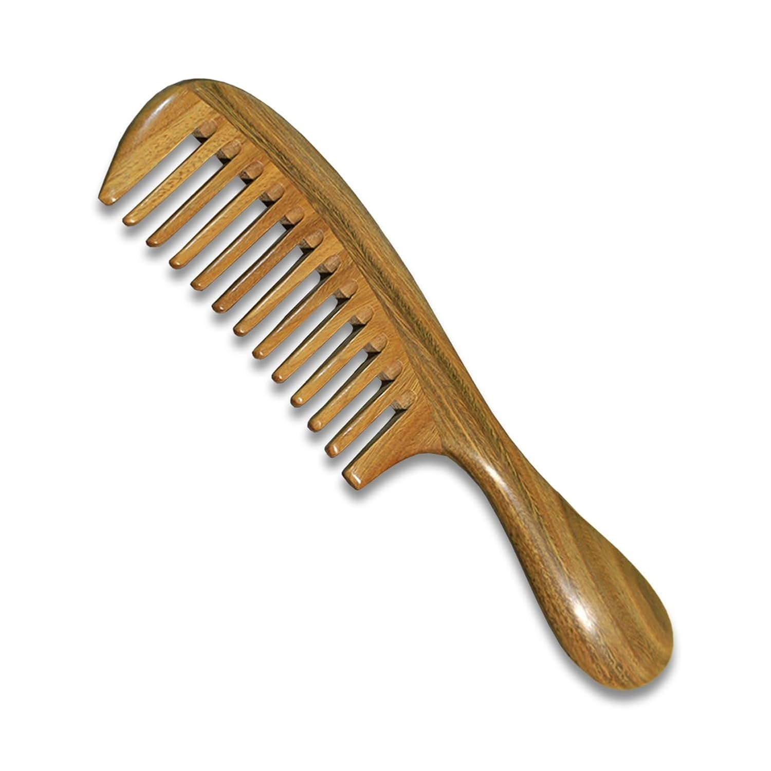 Green Sandalwood Wide Tooth Hair Comb With Handle - Detangling Brush ...