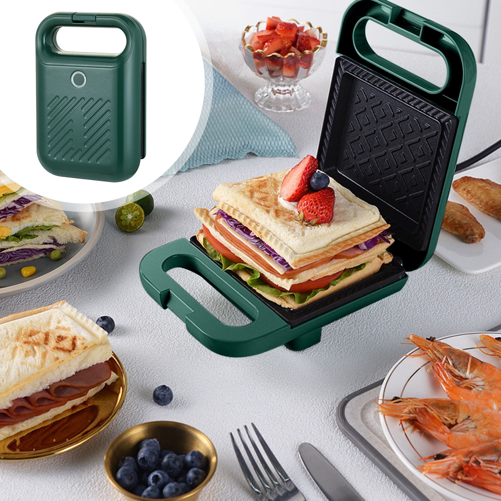 Green Sandwich Maker Electrical Breakfast Maker Panini Press Sandwiches ...