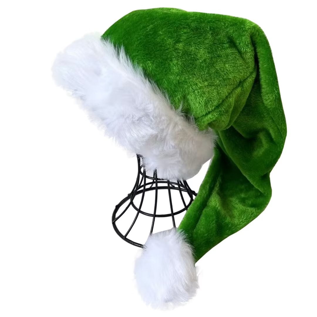 Green Santa Hat - Adults Deluxe Green And White Xmas Christmas Hat ...