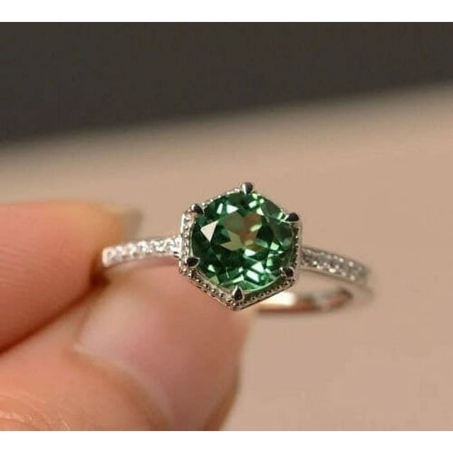 Green Sapphire Engagement Ring , Natural Green Sapphire Ring , Sapphire ...