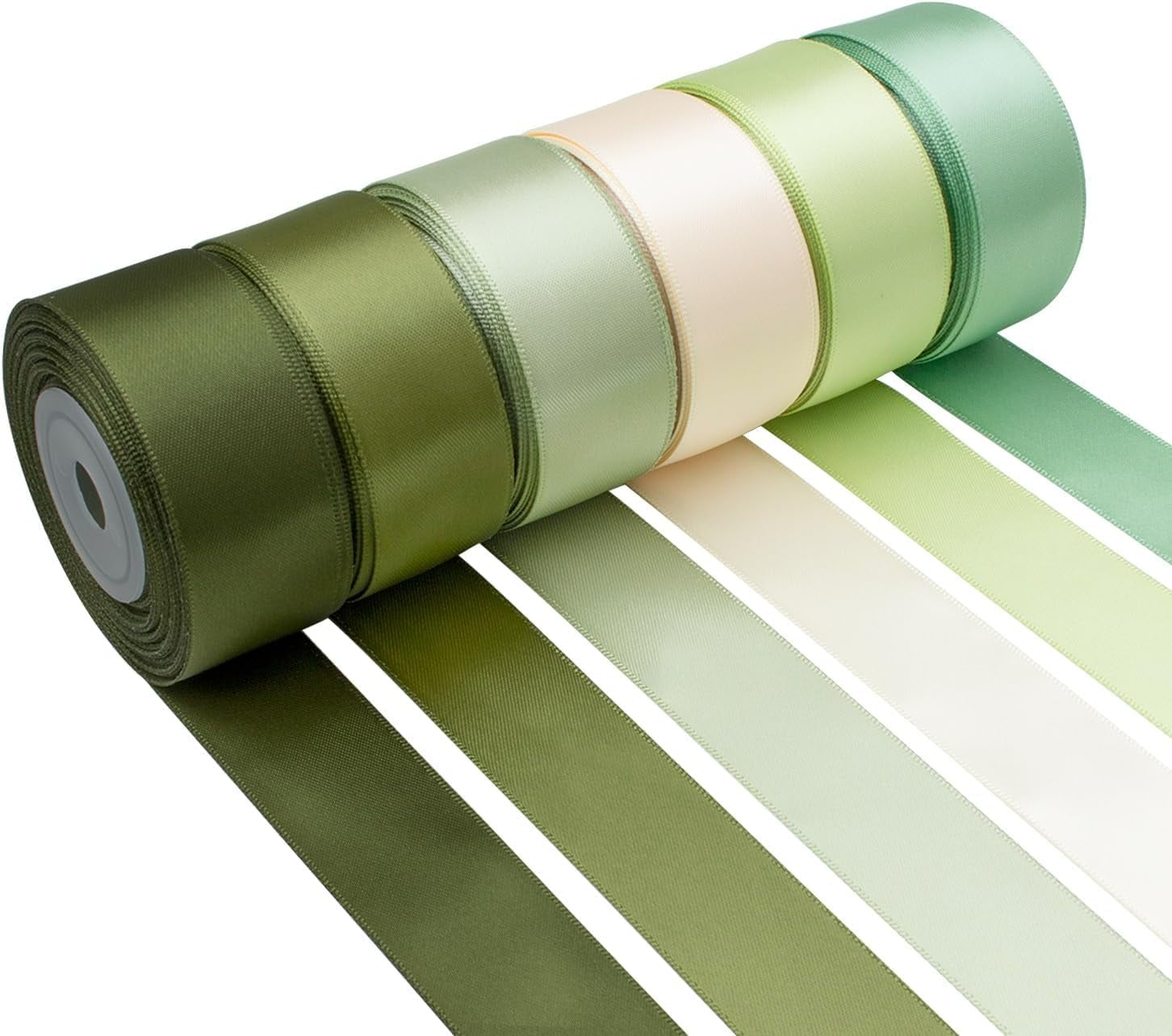 Green Satin Ribbon 1 Inch Wide Sage Green Ribbon Assorted Solid Color ...