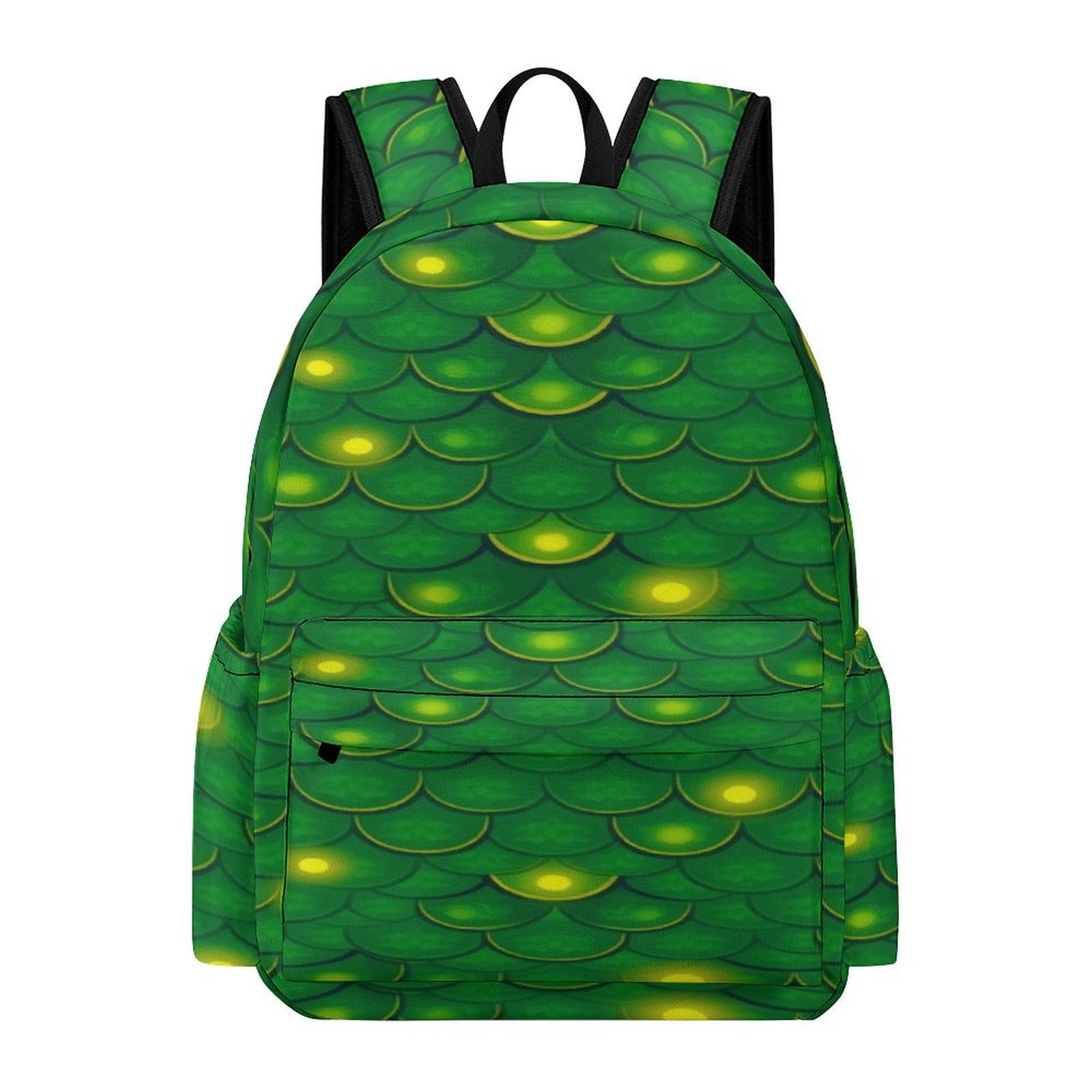 Green Scales Glowing Lights Backpack School Bags for Teenagers Students ...