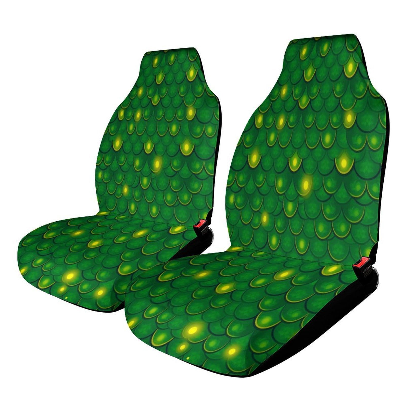 Green Scales Glowing Lights Car Seat Covers Pack of 2 Universal Front ...