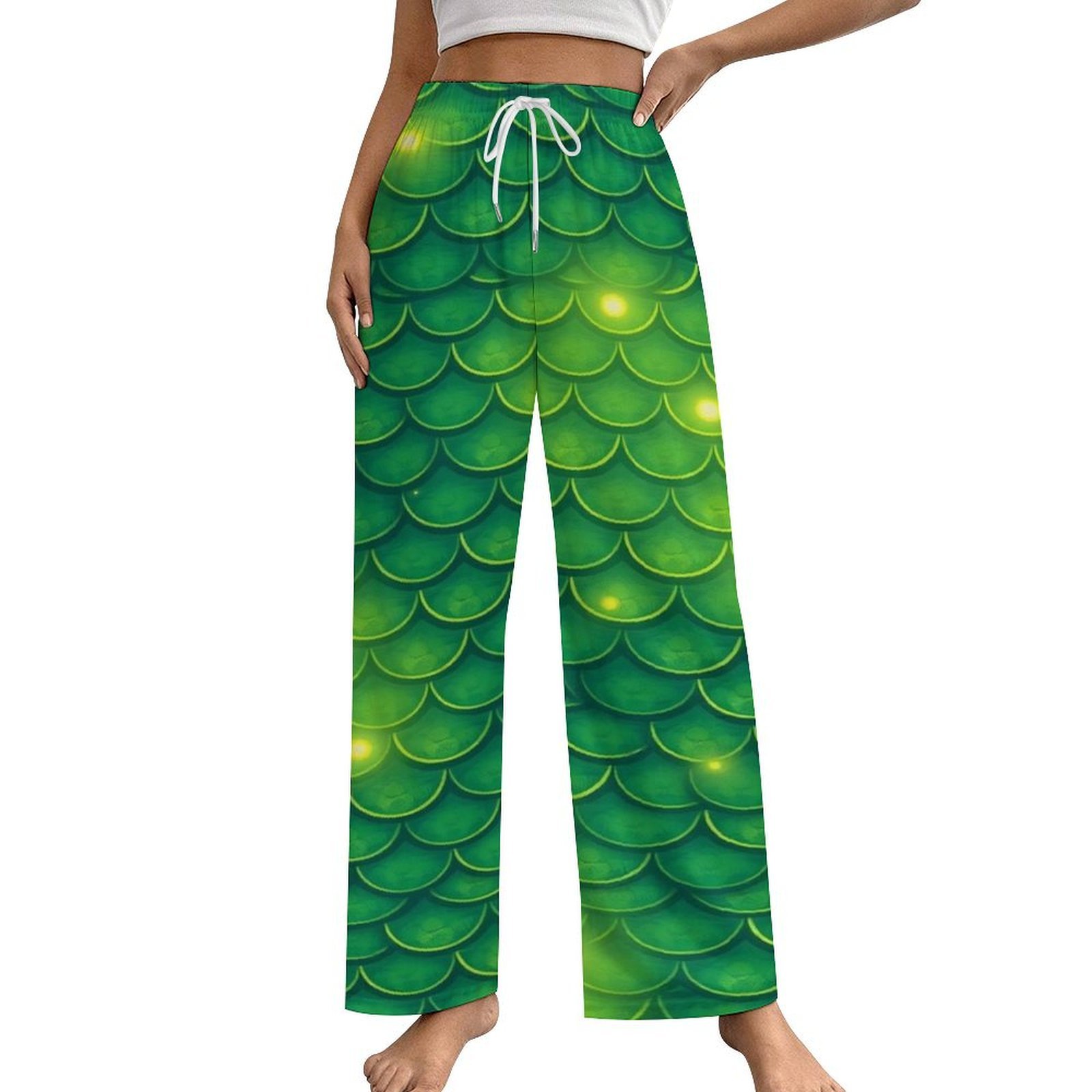 Green Scales Glowing Texture Women's Pajama Pants Casual Trousers ...