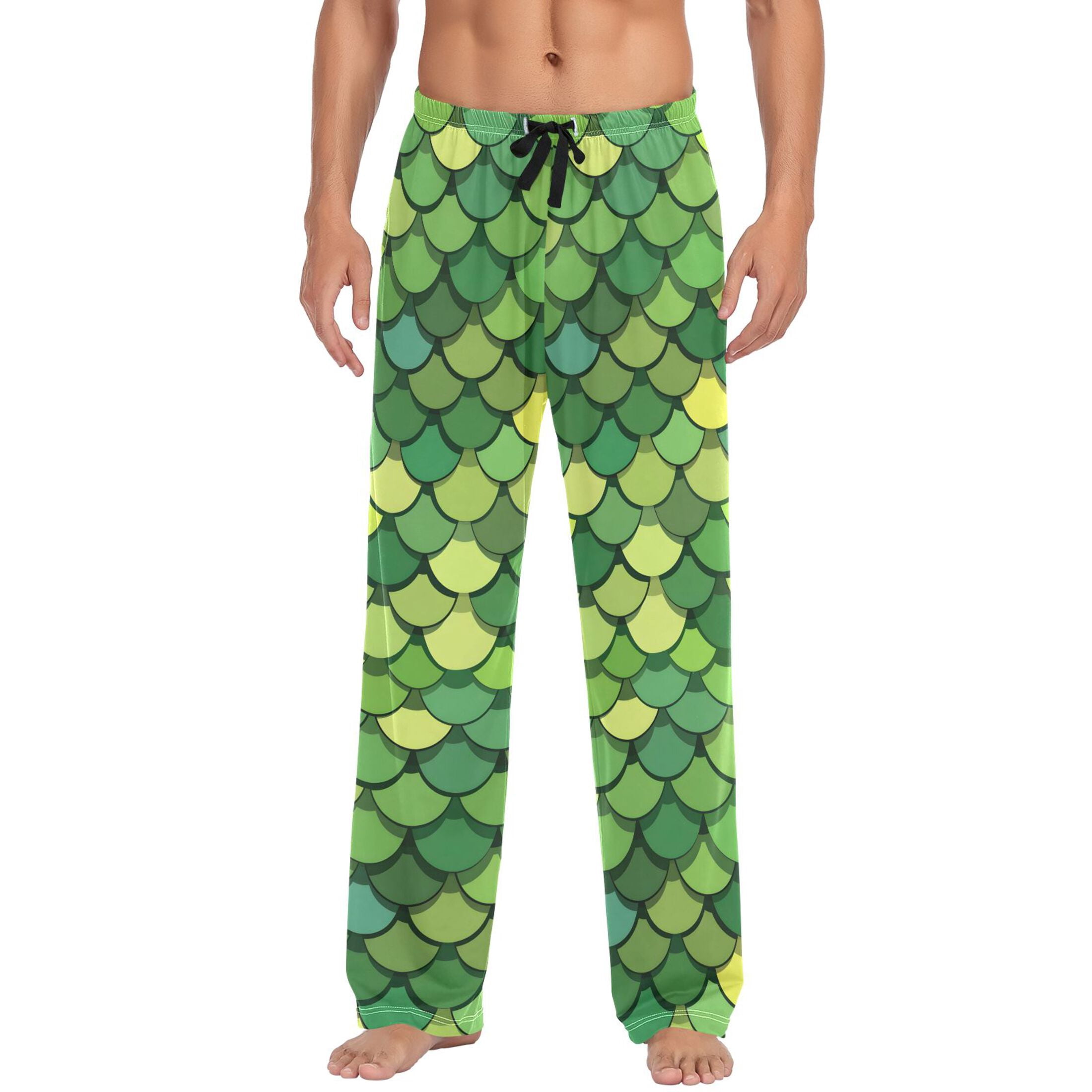 Green Scales Men's Pajama Pants Cotton Long Sleepwear Lounge Pants S ...