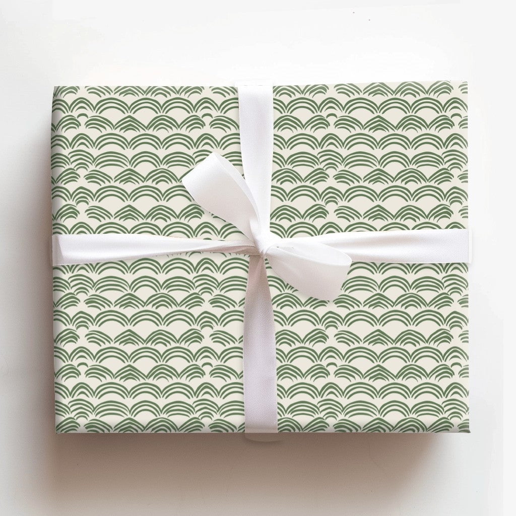 Green Scalloped Arch Wave Pattern Gift Wrapping Paper - Walmart.com