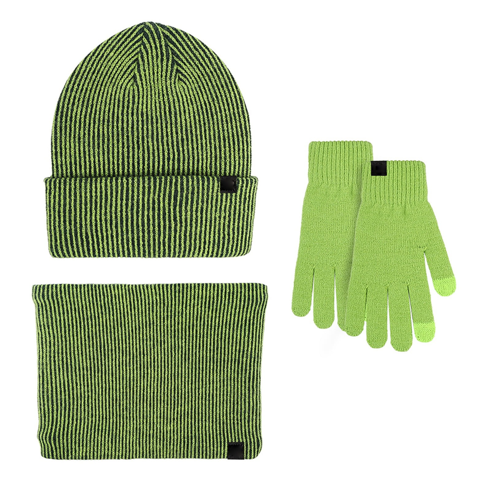 Green Scarf Hat Gloves for Women Men Autumn Winter Warm Cute Wool Hat ...