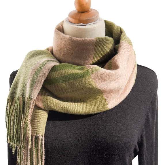 Green Scarf for Women'S Autumn and Winter Colorful Plaid Shawl ...