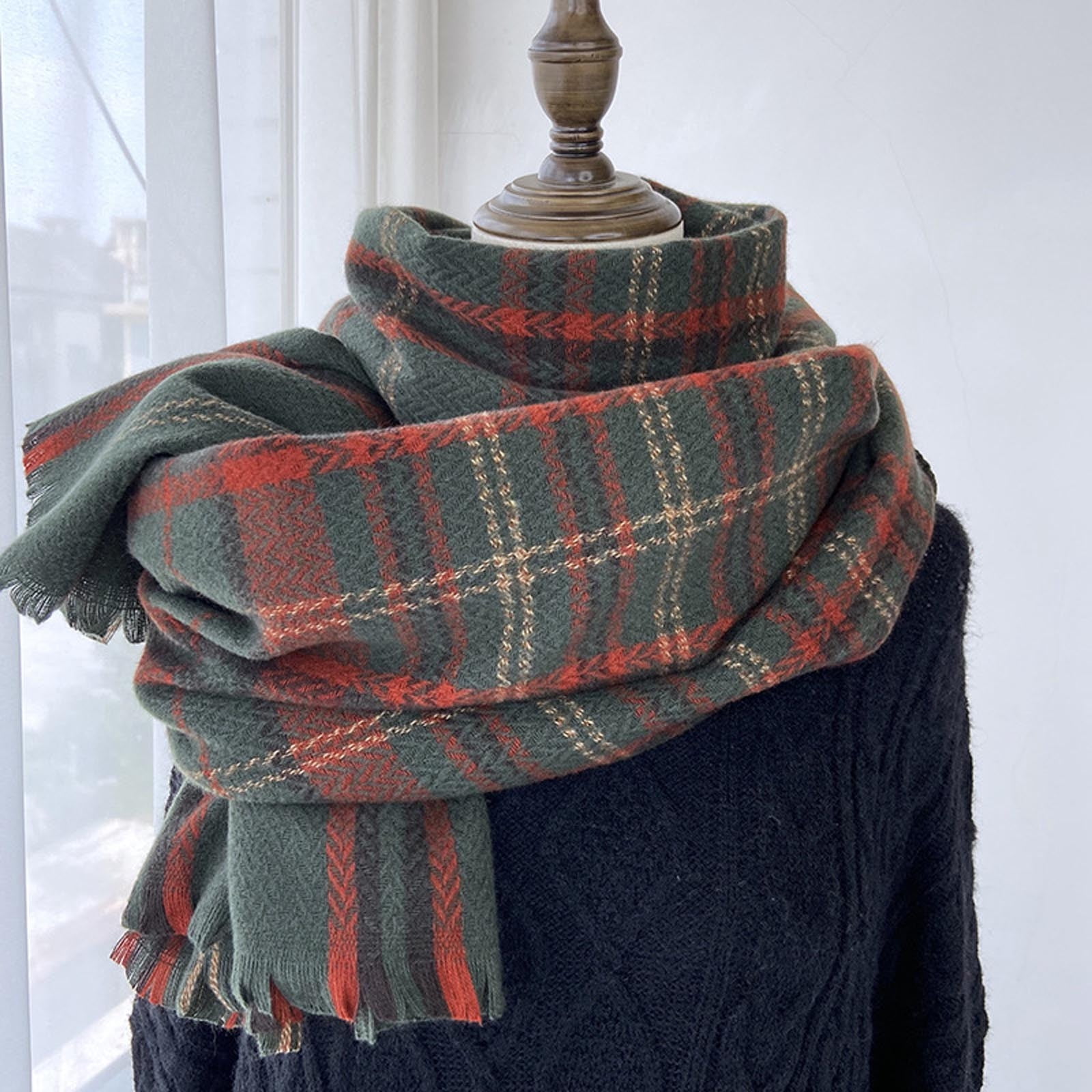 Green Scarfs Scarf Women Fall Winter Scarf Classic Scarf Warm Soft ...