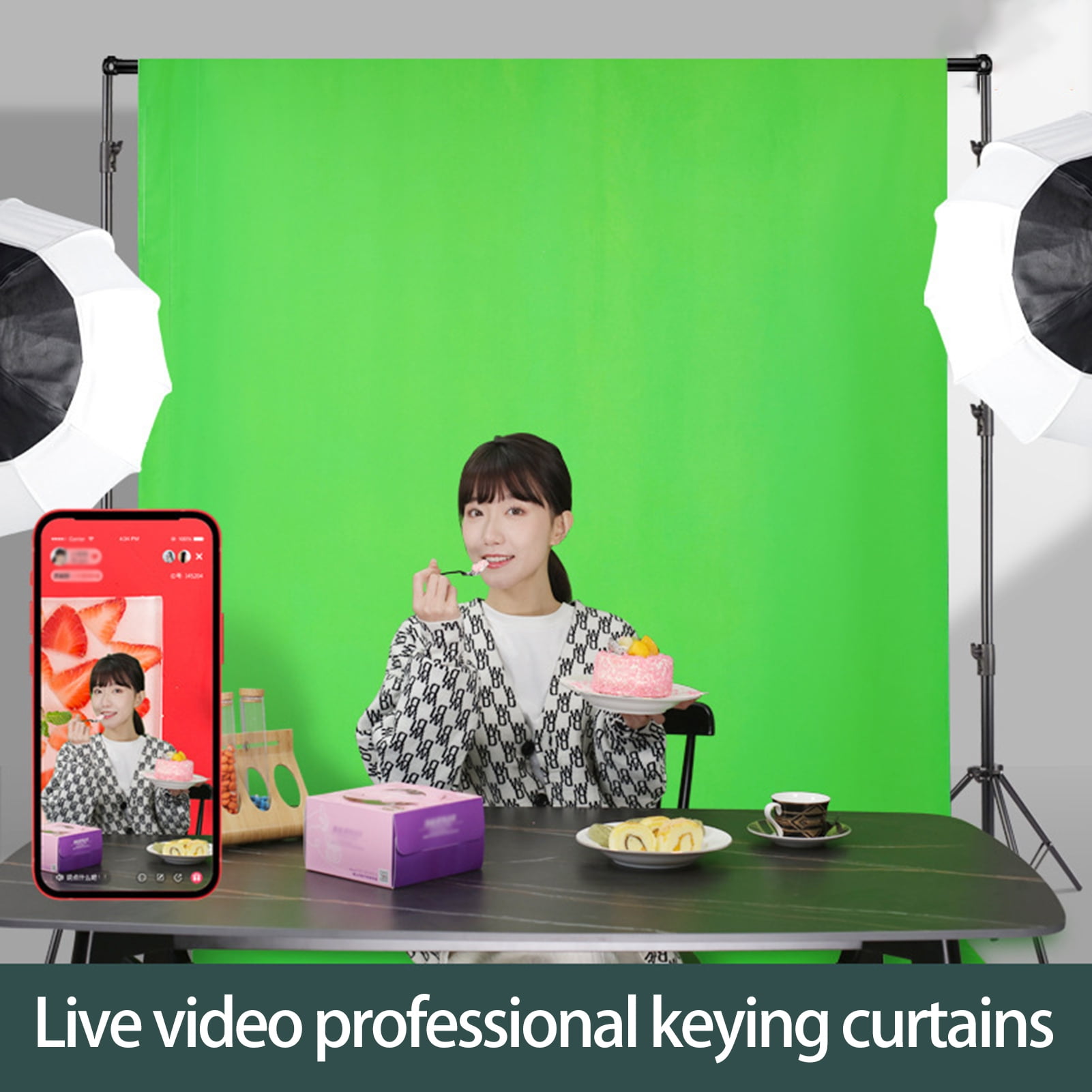 Green Screen Backdrop Soft Opaque Double Thickness Non-fading Washable ...