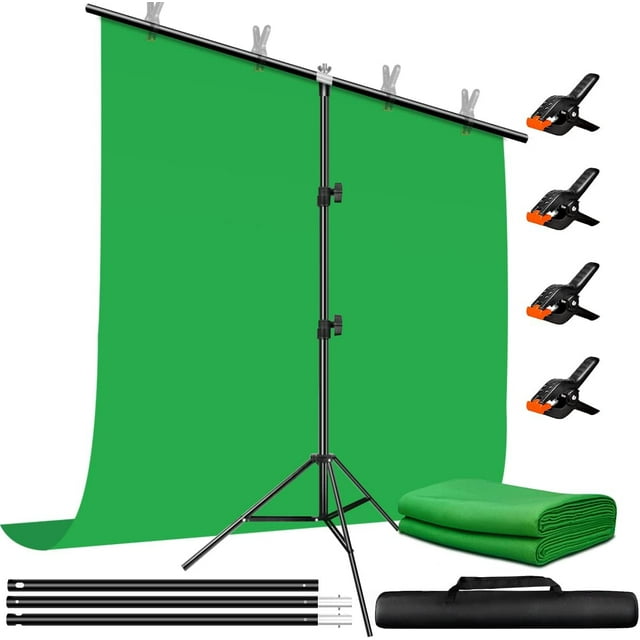 Green Screen Backdrop with Stand, 5 X 6.5 Ft Portable Green Screen Kit ...
