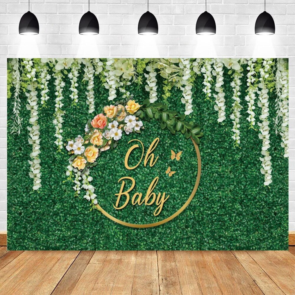 Green Screen Grass Leaves Photocall Backdrop Wedding Bride Baby ...