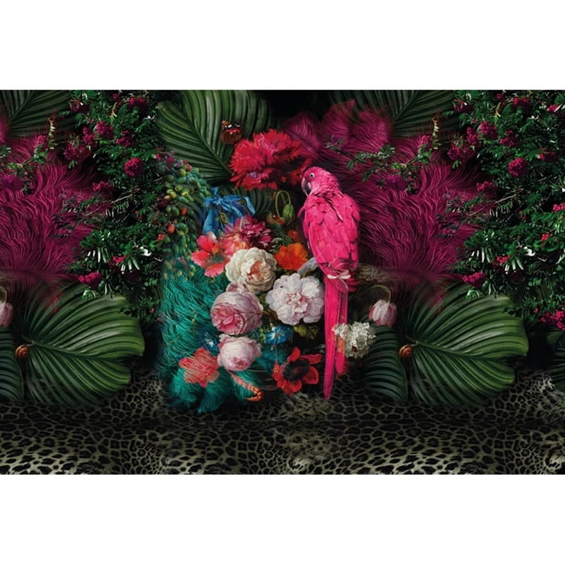 Green Screen Leaves Wedding Photocall Backdrop Tropical Jungle Floral ...