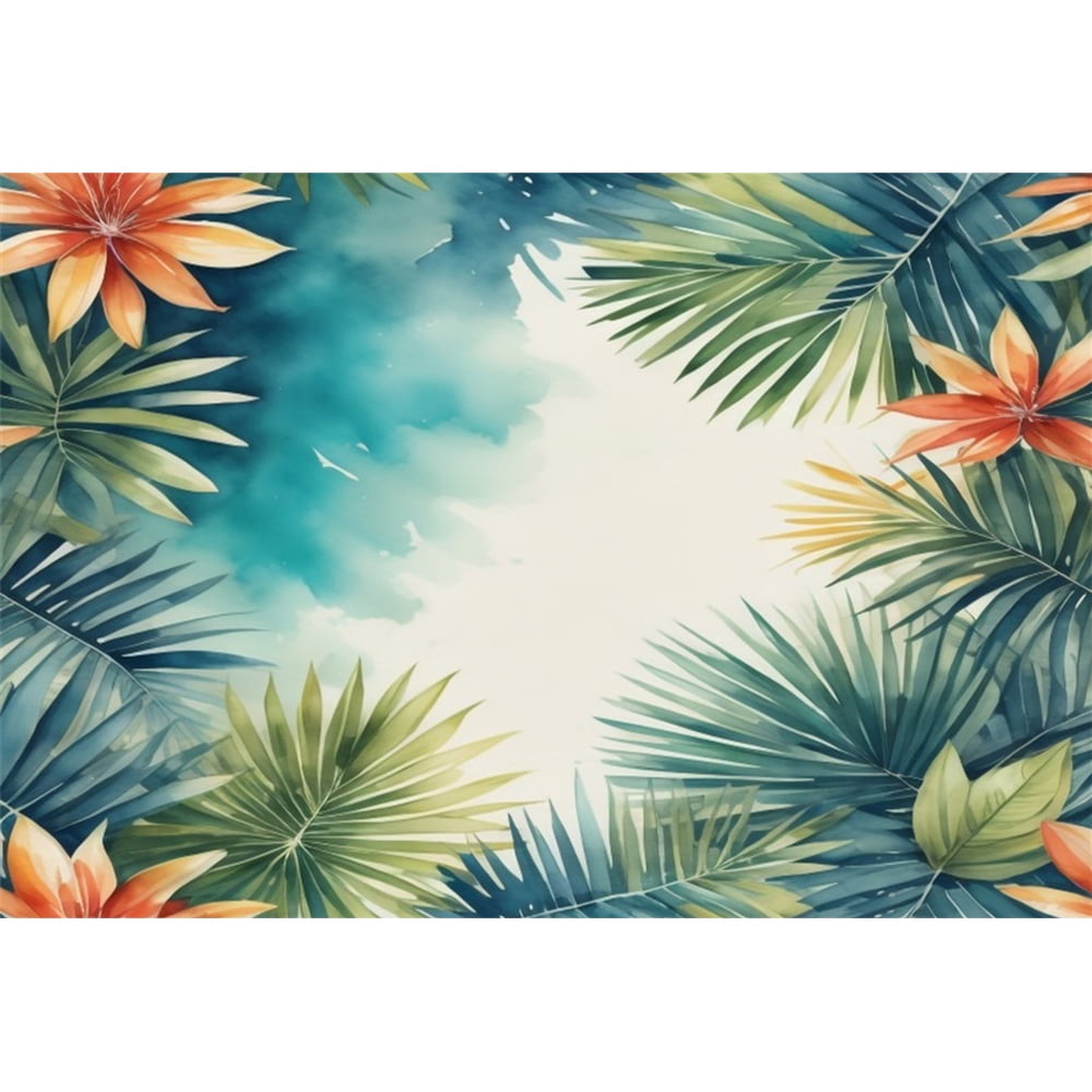 Green Screen Leaves Wedding Photocall Backdrop Tropical Jungle Floral ...