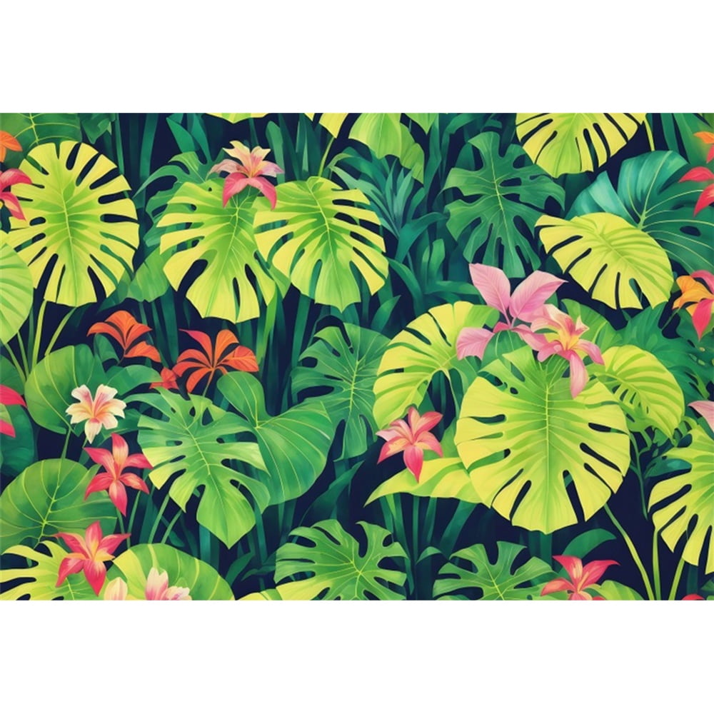 Green Screen Leaves Wedding Photocall Backdrop Tropical Jungle Floral ...