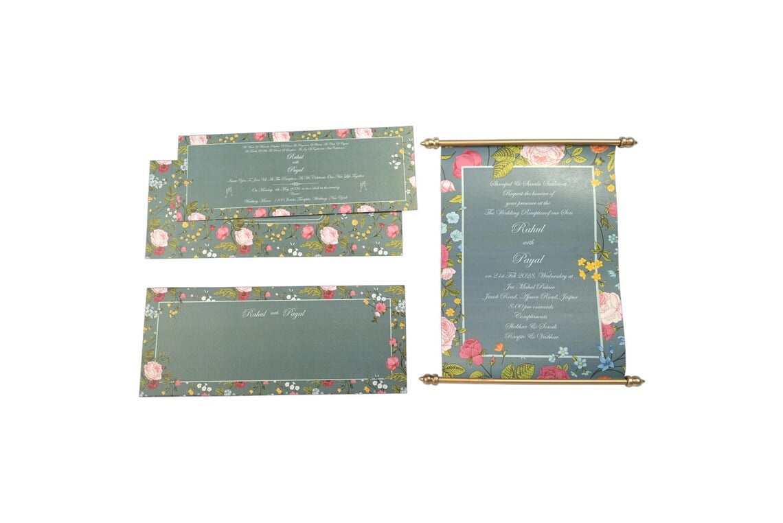 Green Scroll Invitations, Small Size Scrolls, Box Scrolls,Wedding party ...