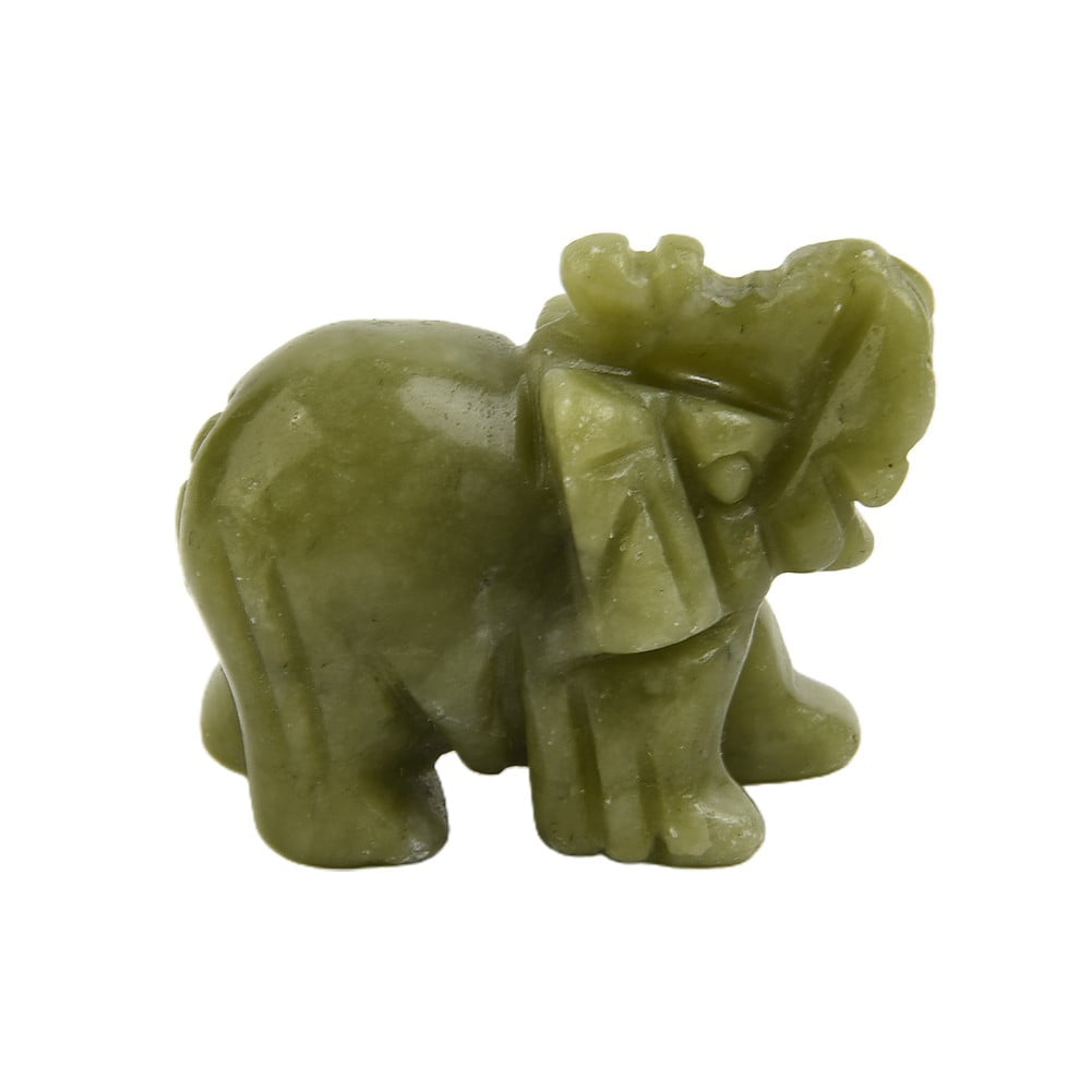 Green Sculpture Lucky Elephant Animal Statue Jade Stone Ornaments ...