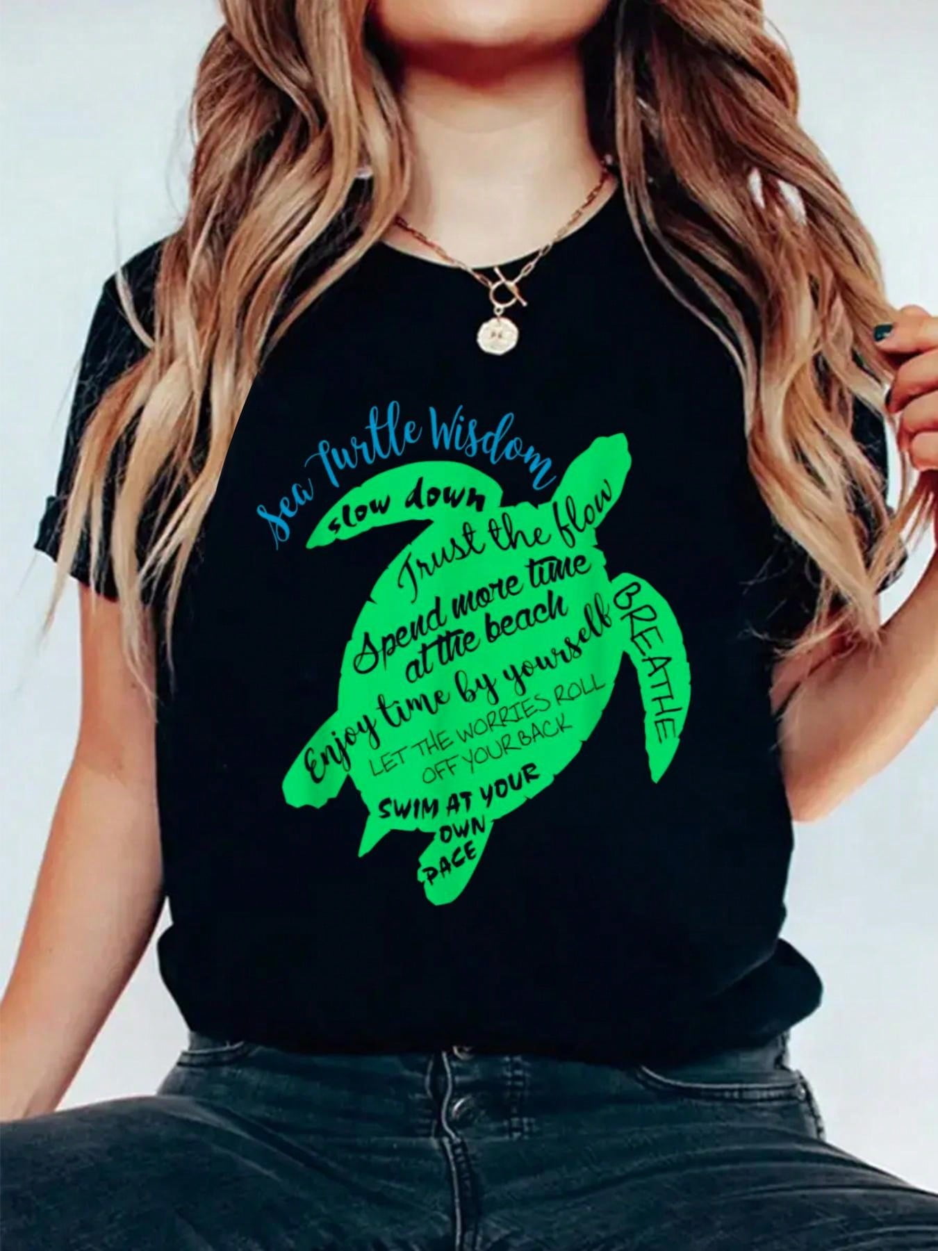 Green Sea Turtle Hawaiian Honu Wisdom T-Shirt 100% Cotton, Breathable ...