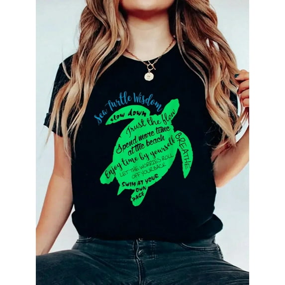 Green Sea Turtle Hawaiian Honu Wisdom T-Shirt 100% Cotton, Breathable ...