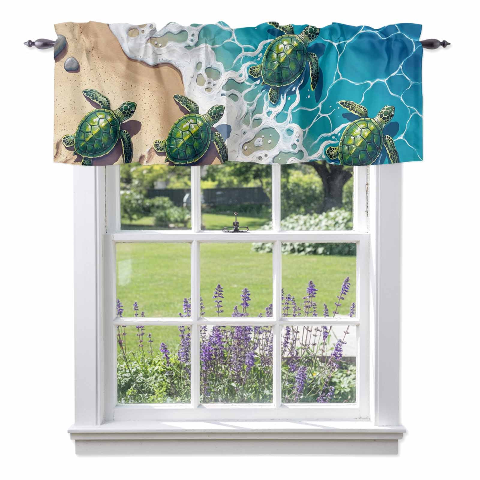 Green Sea Turtles Valances for Windows Ocean Life Starfish Beach ...