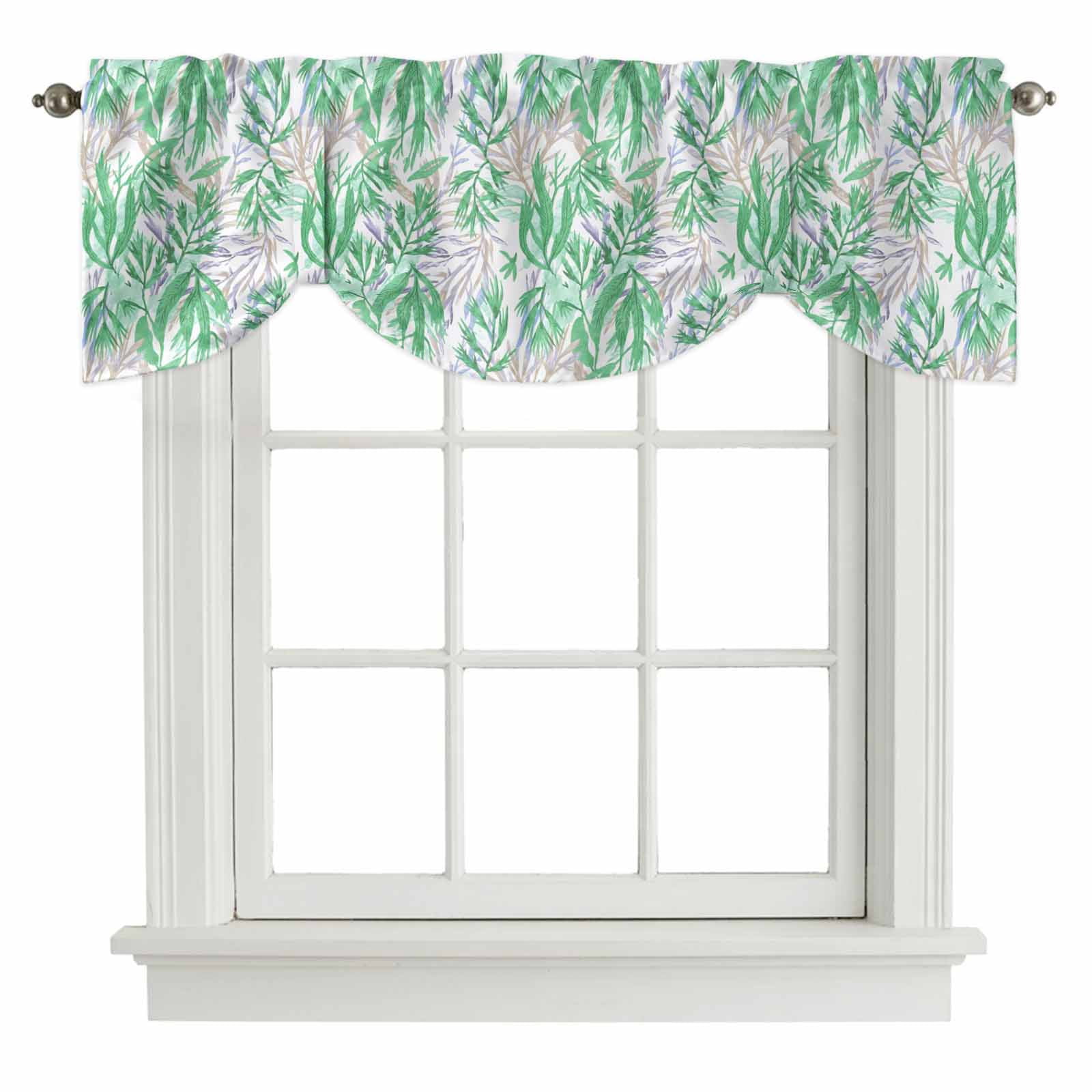 Green Seagrass Tie Up Valance Curtains for Windows, Kitchen Curtains ...