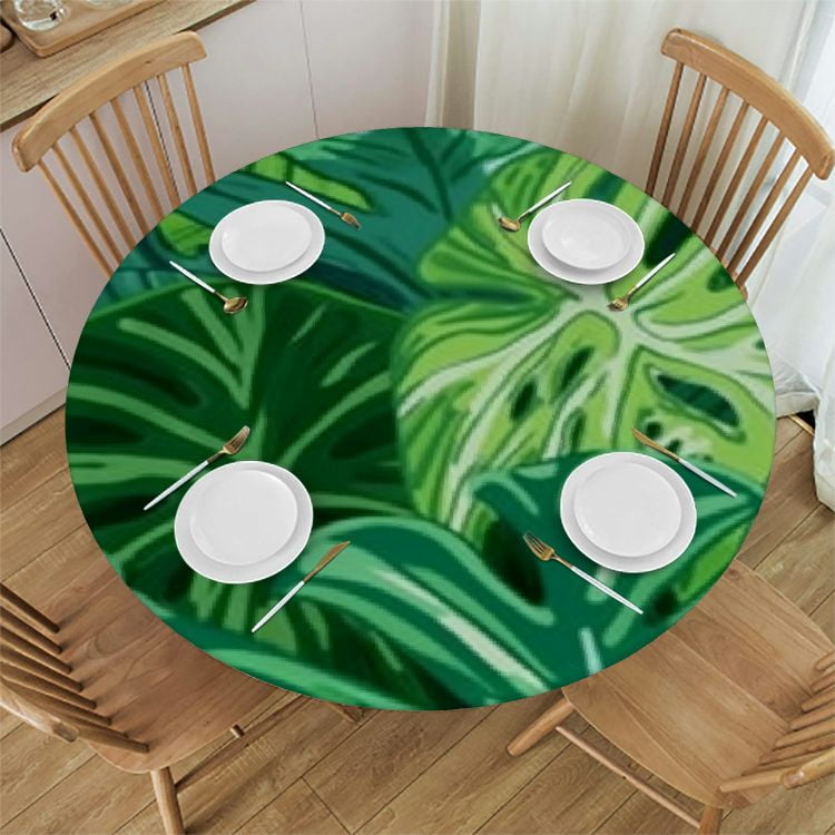 Green Seamless Table Cloth for Round Tables Rainforest Jungle Foliage ...