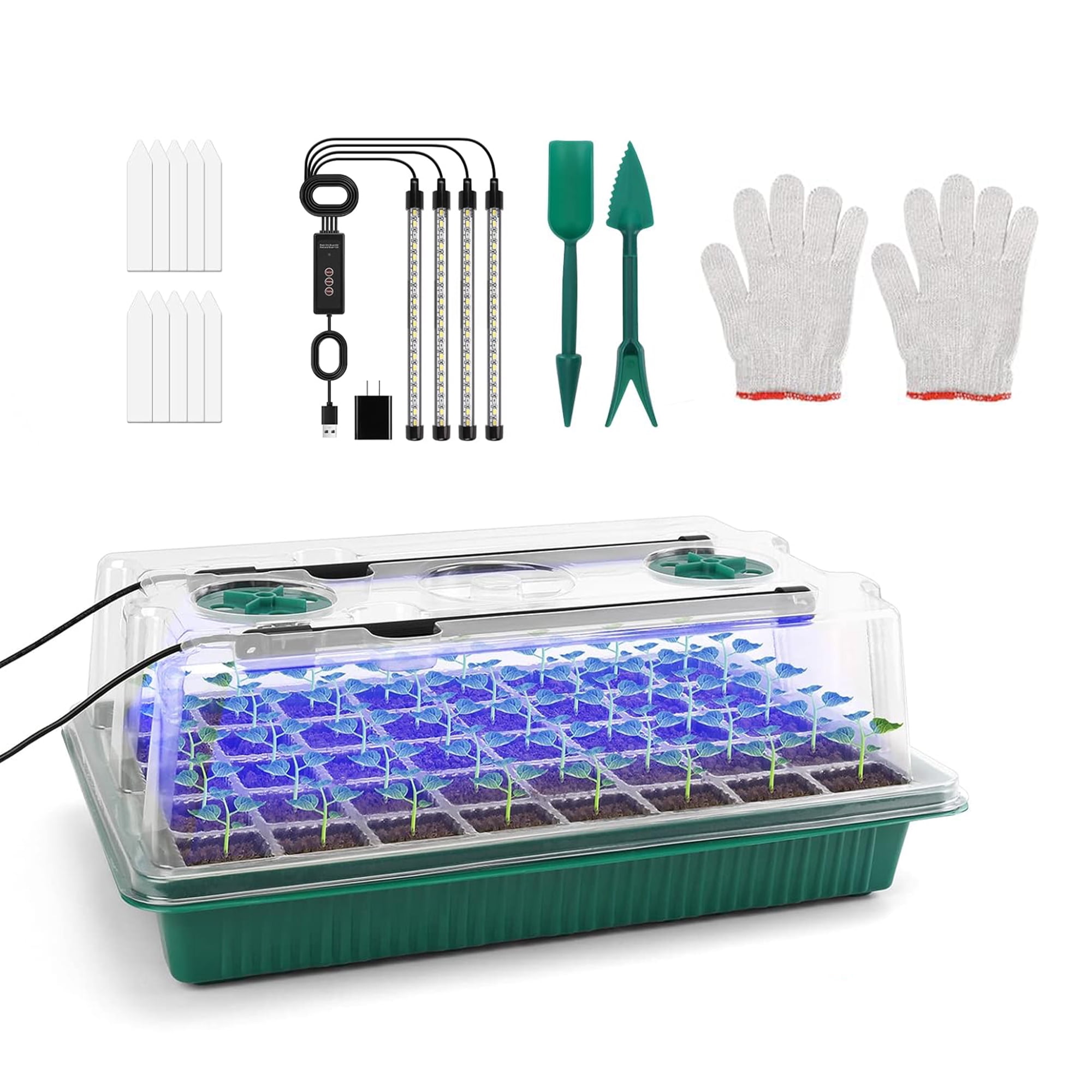 ONEFIND Indoor Garden Green Seed Starter Tray, 40 Cells Clone Kit with ...