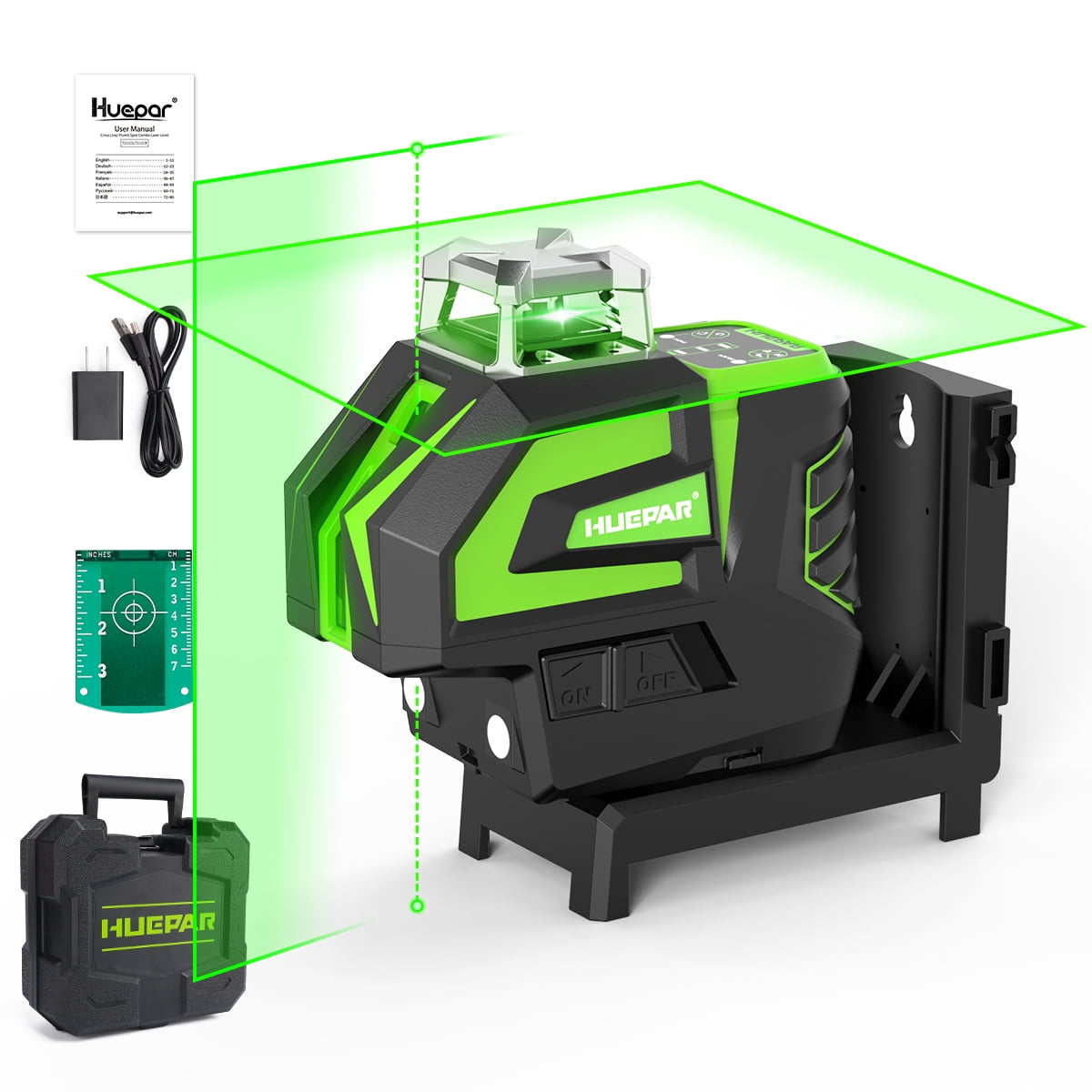 Green Self-Leveling Laser Level, 197Ft Cross Line Laser Level Tools ...