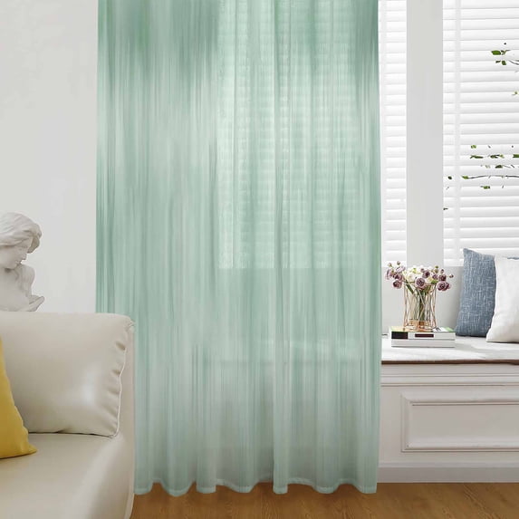 Green Semi Sheer Curtains Drapes for Living Room, Bedroom, French Doors ...