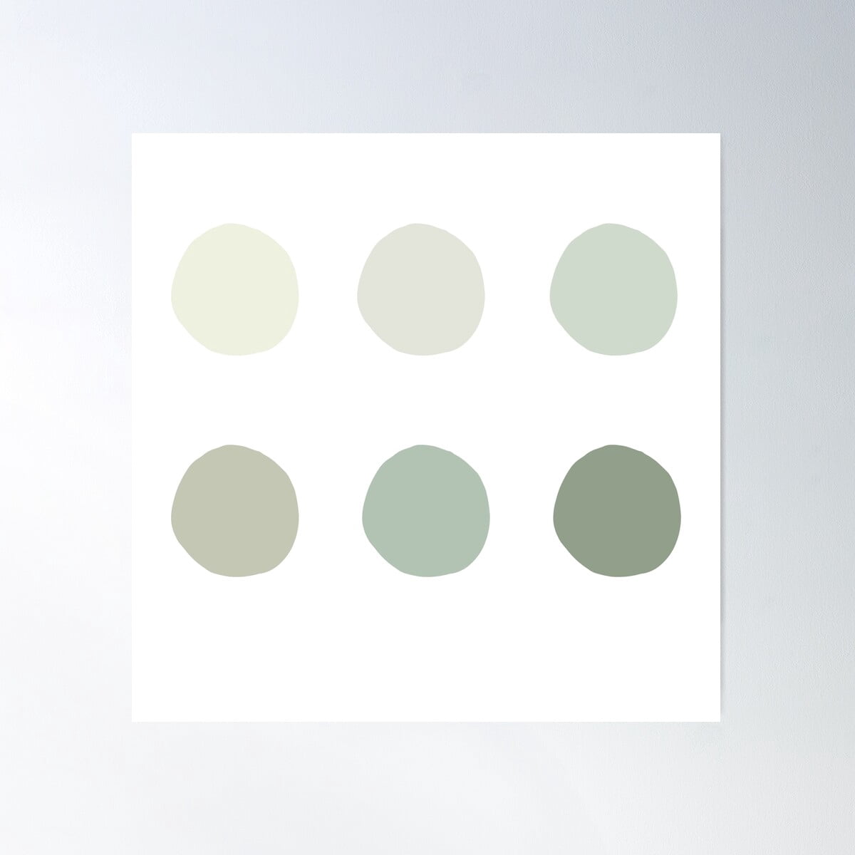 Green Shades Aesthetic Minimal Circle Colour Palette Spots Poster Wall ...