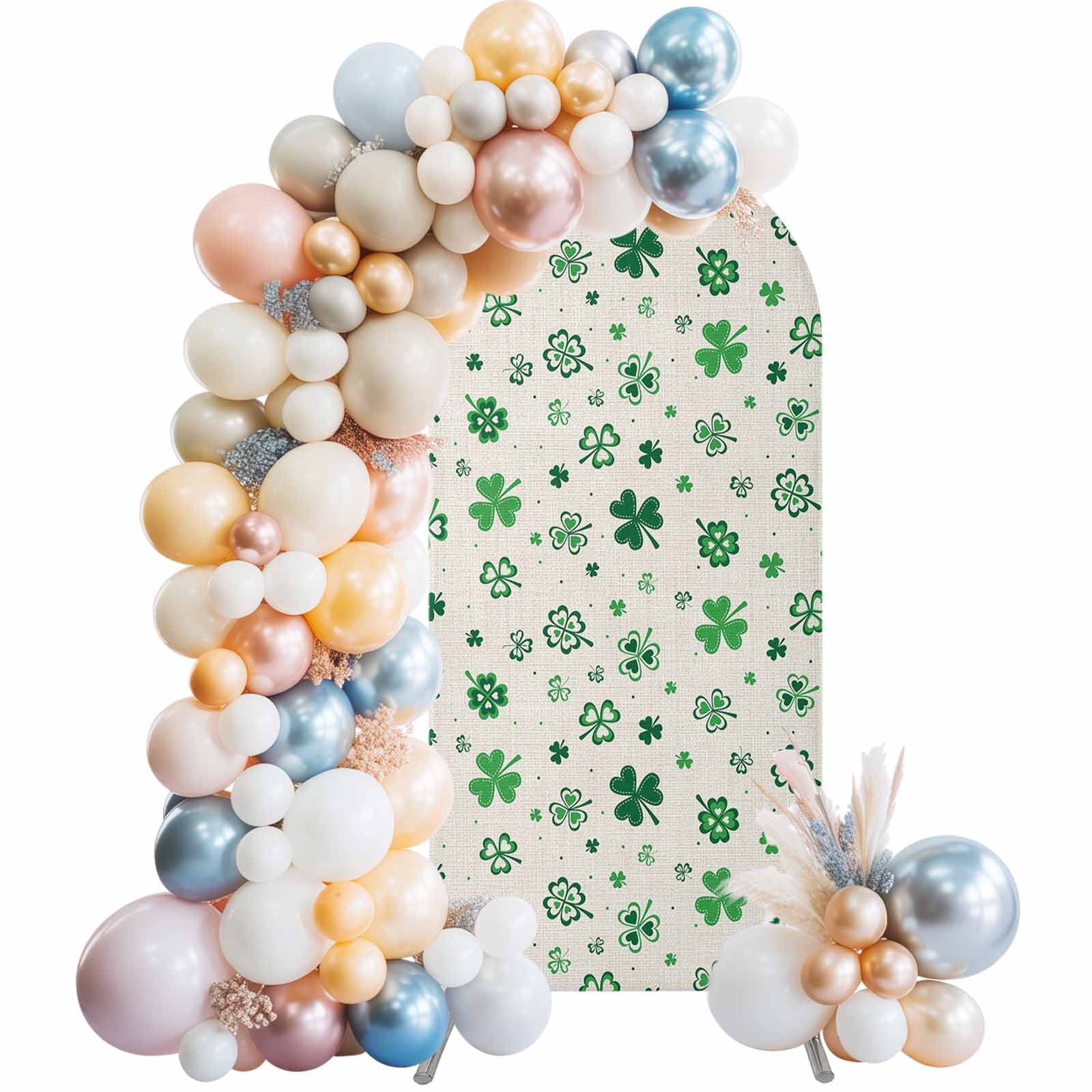 Green Shamrock Arch Backdrop Cover 7.2x4 Ft, Spandex Wedding Arch Stand ...