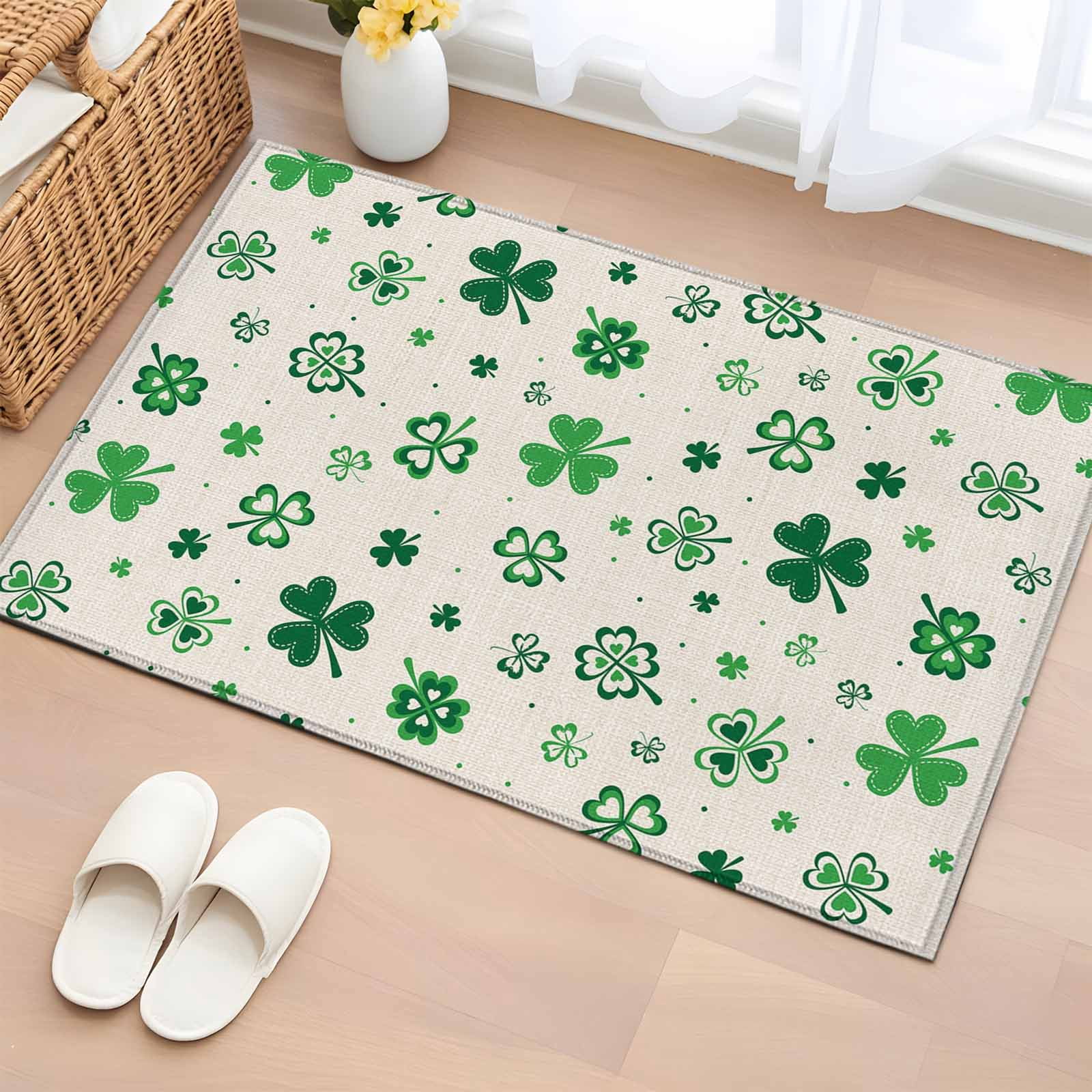 Green Shamrock, Bathroom Mats 2x3 FT, Non Slip Small Kitchen Mat, St ...