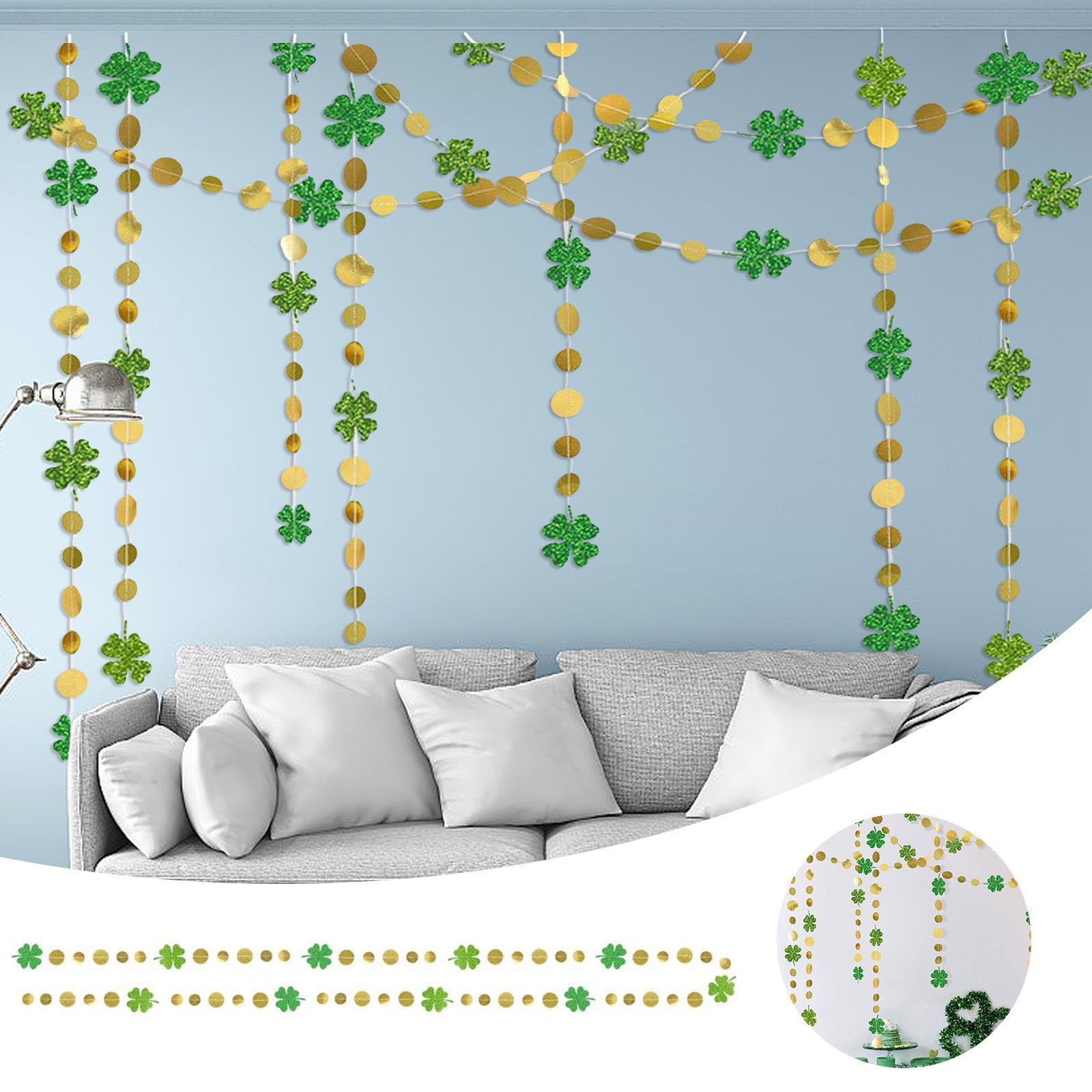 Green Shamrock Garland St Patricks Day Decorations Green St. Patrick's ...